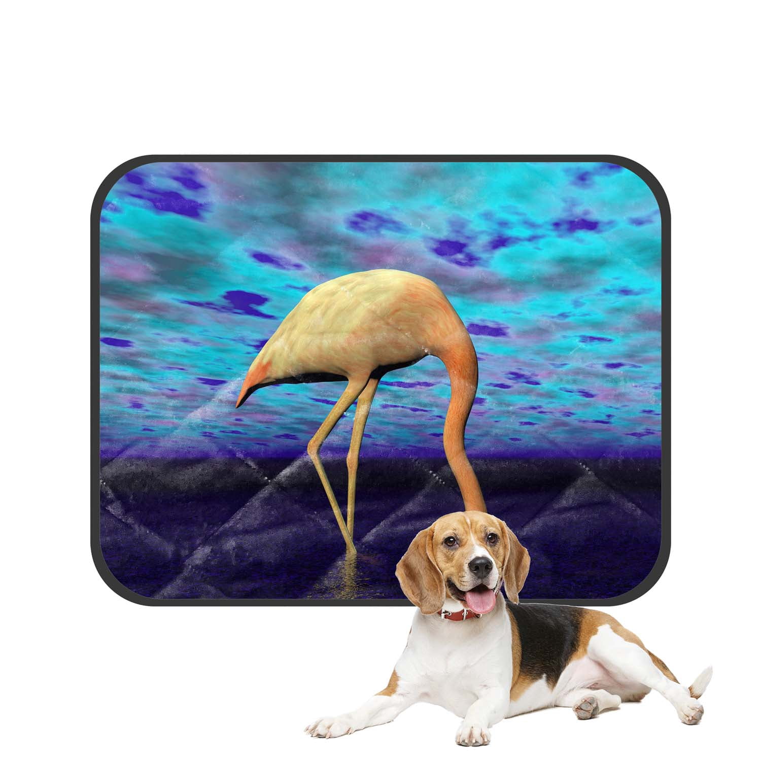 PKQWTM White and Pink Flamingo with Head in River Mysterious Purple ...