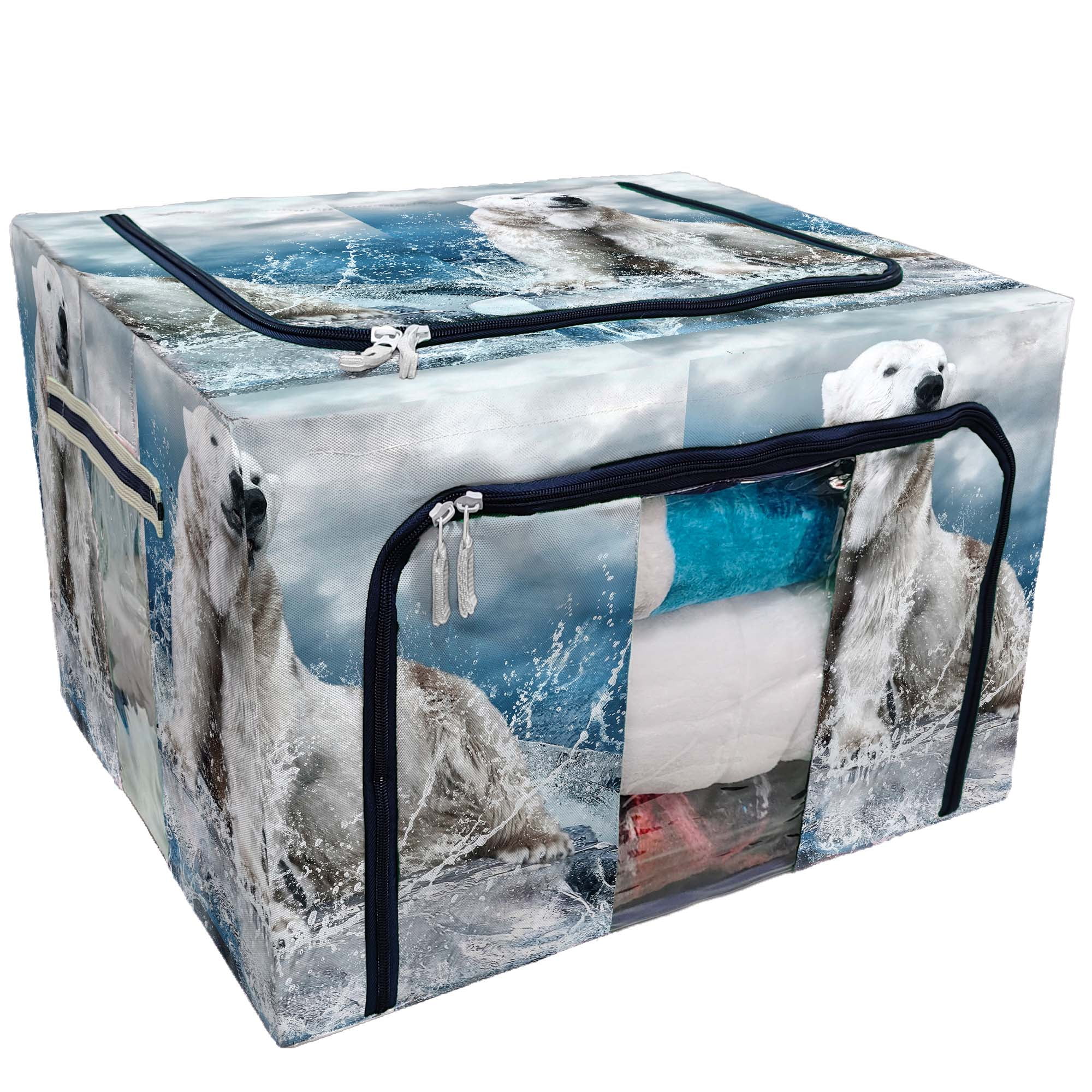 PKQWTM White Polar Bear Hunter On The Ice In Water Drops Storage Bag ...