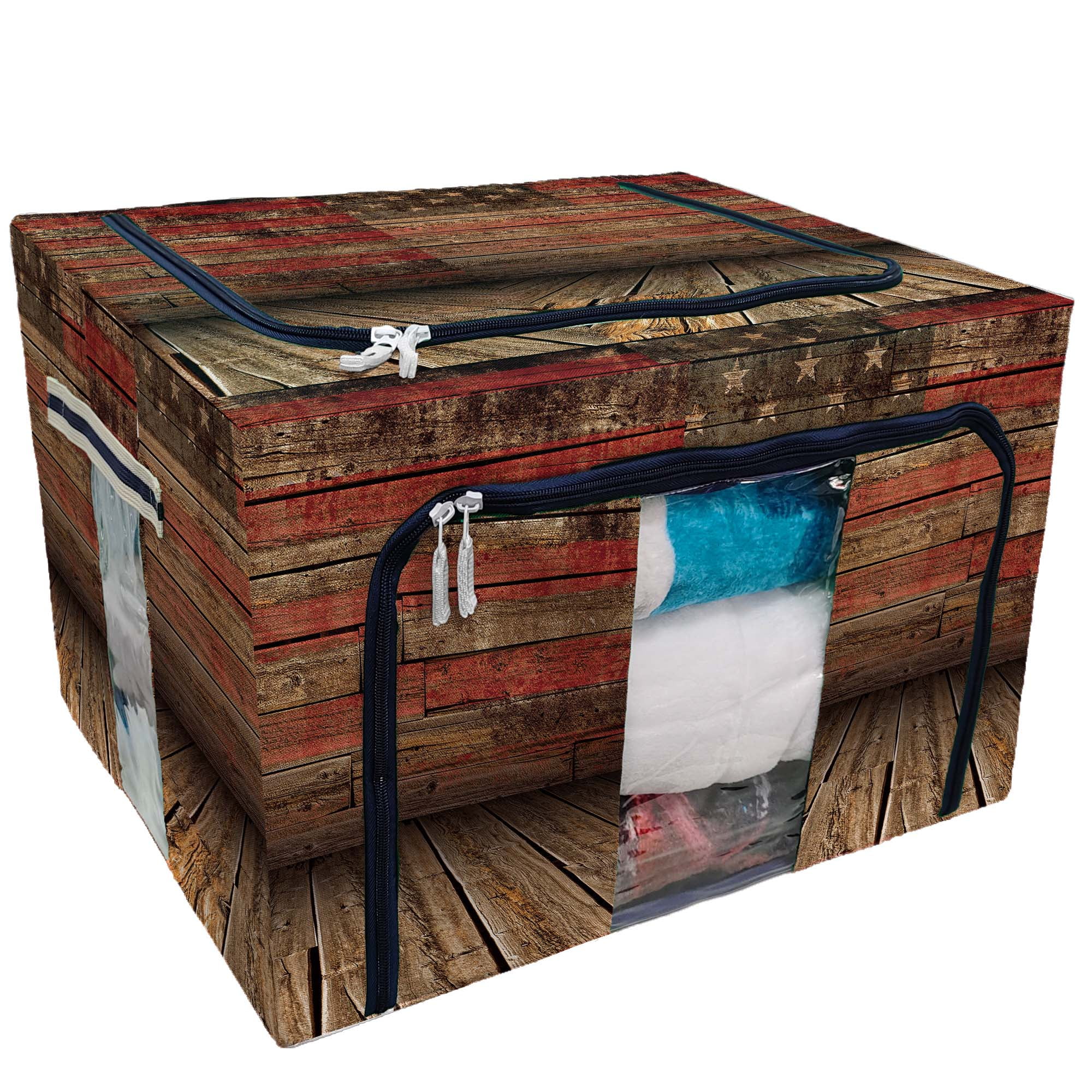 PKQWTM Wooden American Vintage Stage American Flag Storage Bag Clear ...