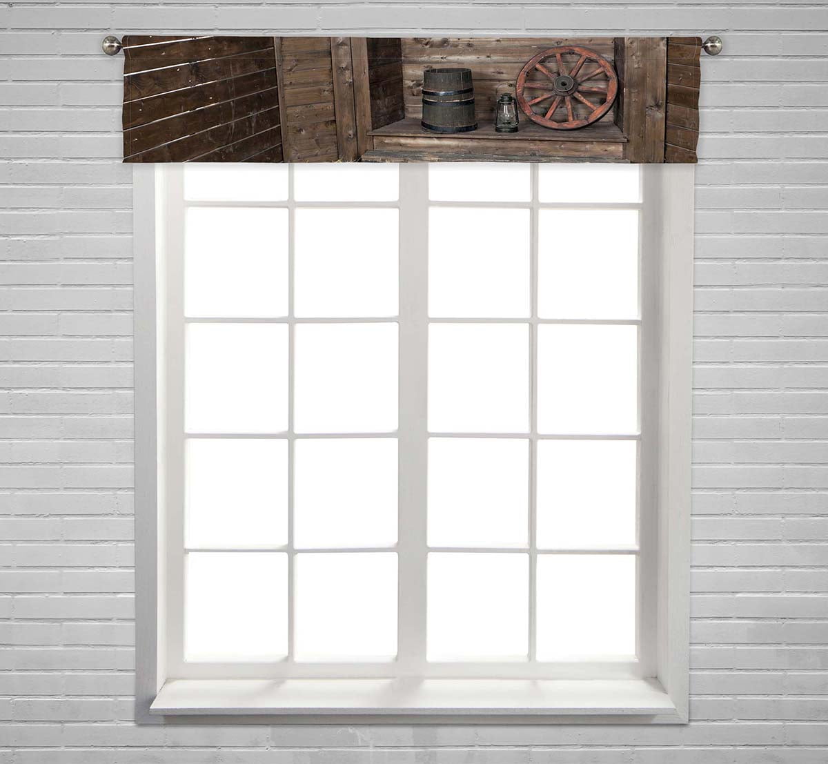 PKQWTM Wooden Hayloft Window Curtain Valance Rod Pocket 54x12 inch ...