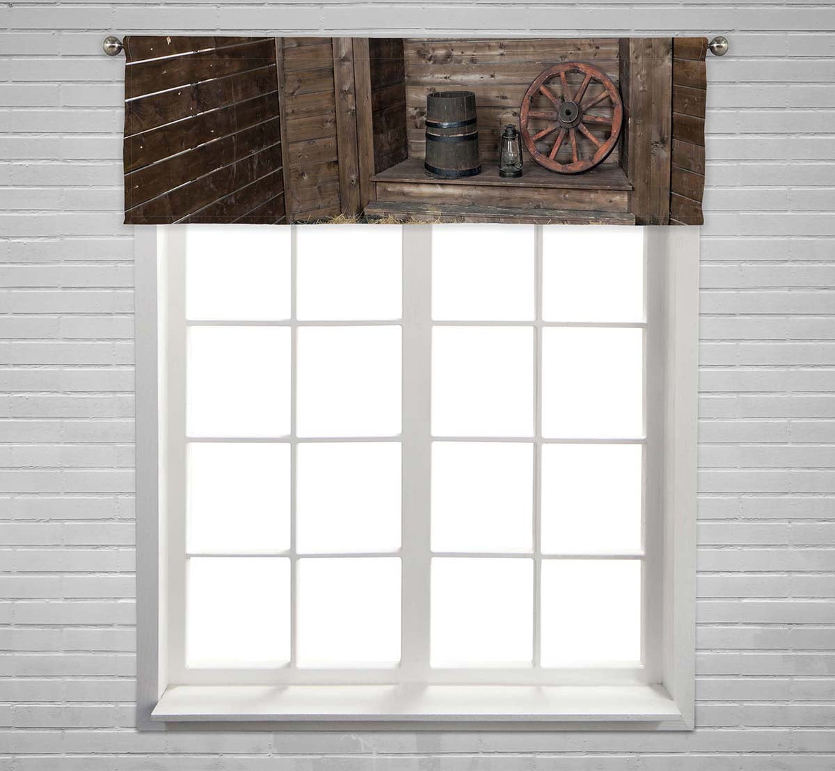 PKQWTM Wooden Hayloft Window Curtain Valance Rod Pocket 54x18 inch ...