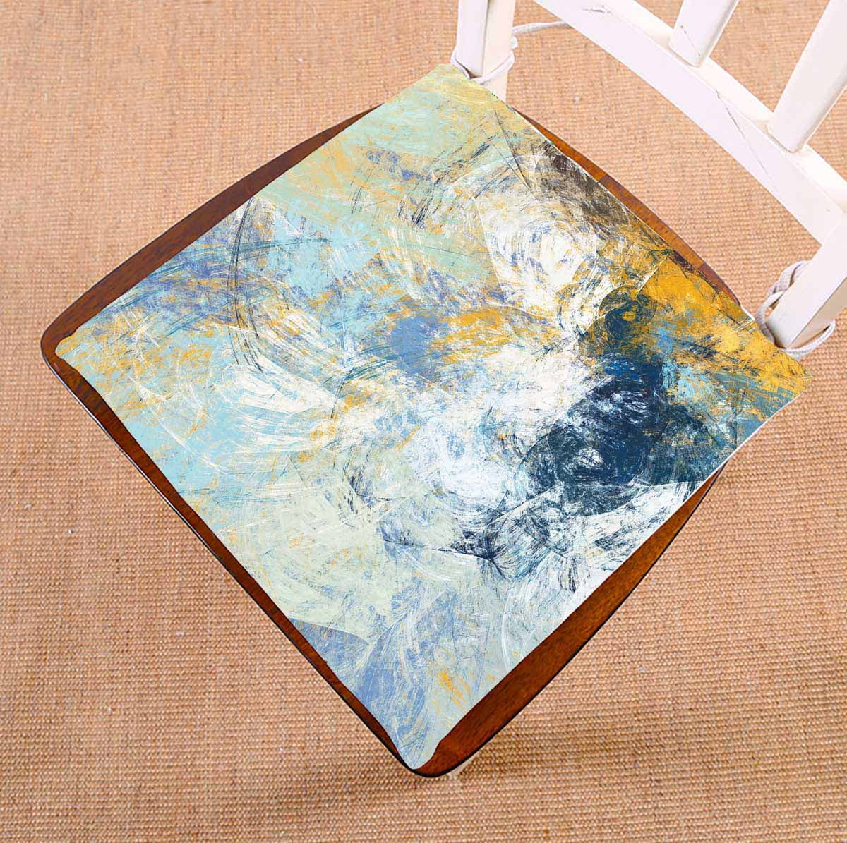 PKQWTM blue yellow color futuristic Fractal artwork Chair Pads Chair ...