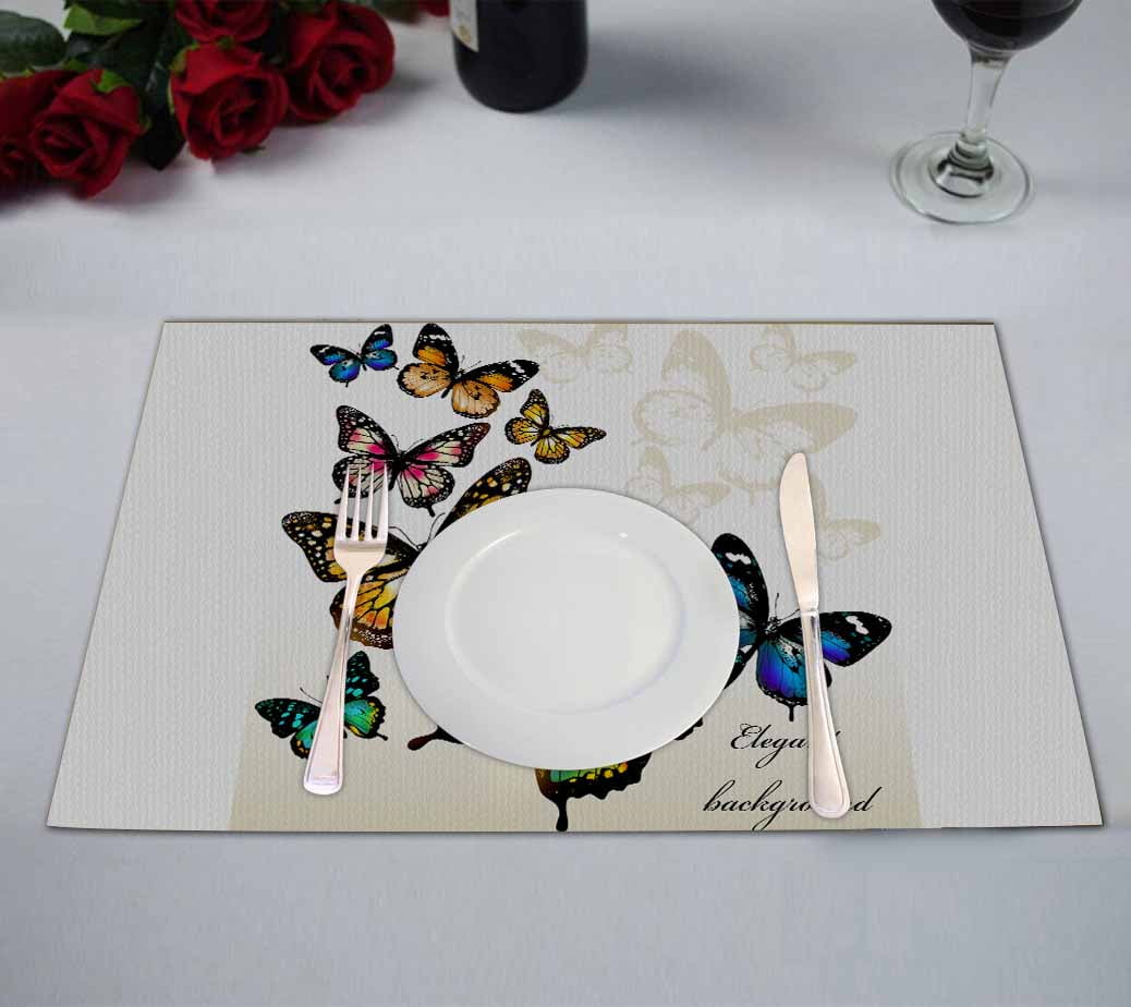 PKQWTM butterflies Kitchen Dining Table Mats Placemats Size 12x18 ...