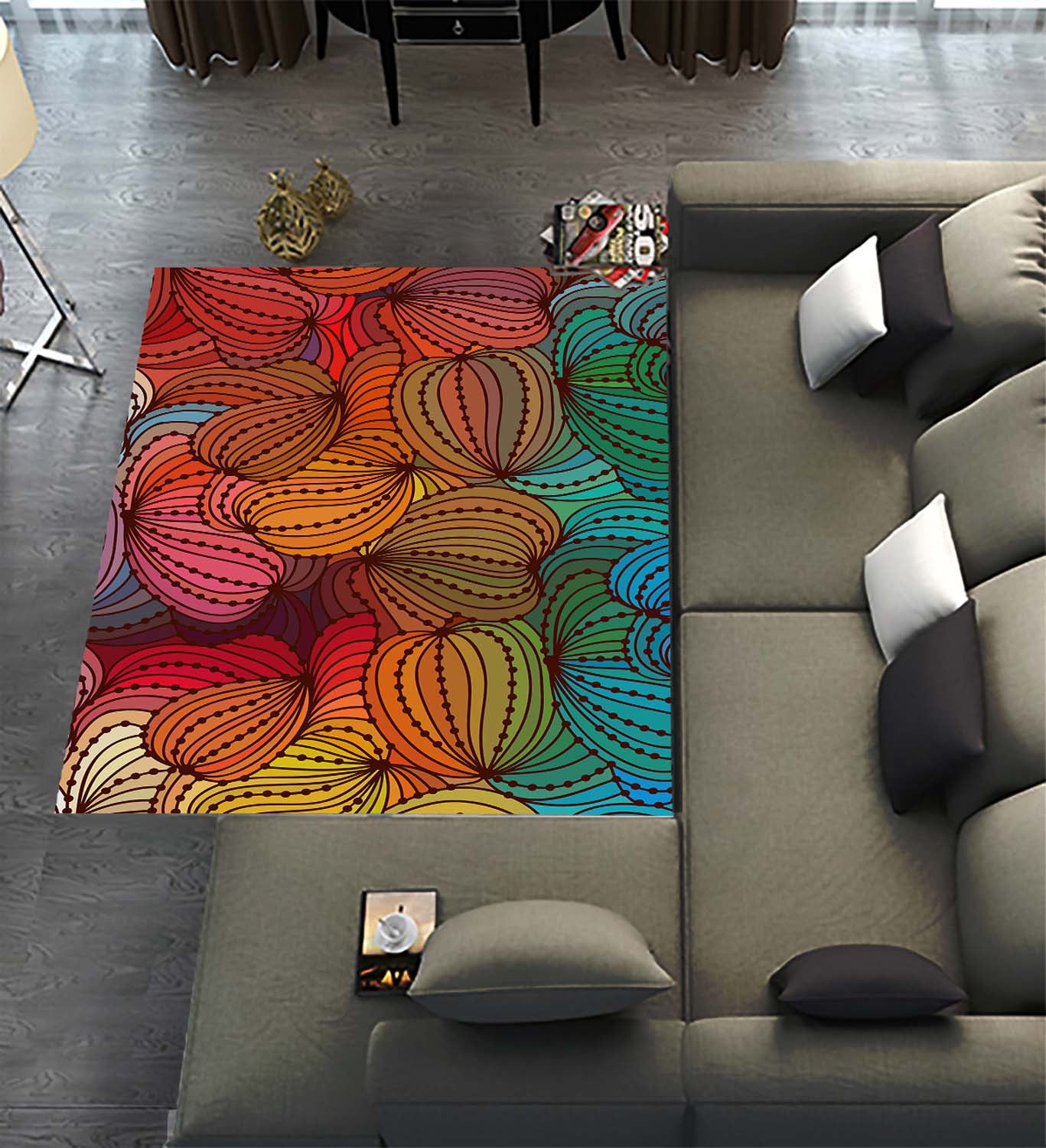 PKQWTM floral colorful drawn lines Area Rugs 2 x 3ft Floor Carpet Mat ...