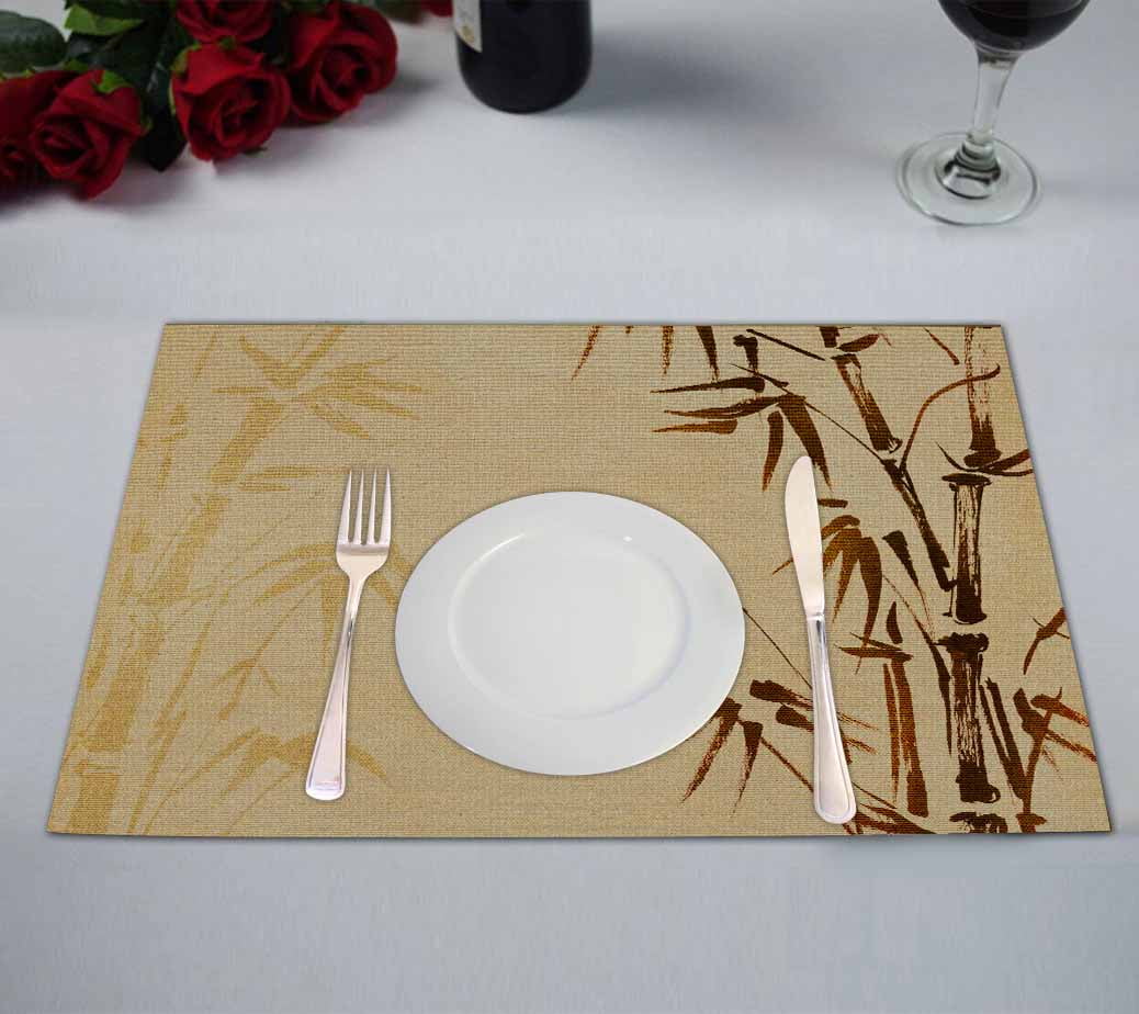 PKQWTM hand painted bamboo vintage canvas Kitchen Dining Table Mats ...
