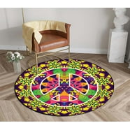 Flowers 2 Ft Round Throw Accent Area Rugs Floral Rose Flower Shaped Rug ...