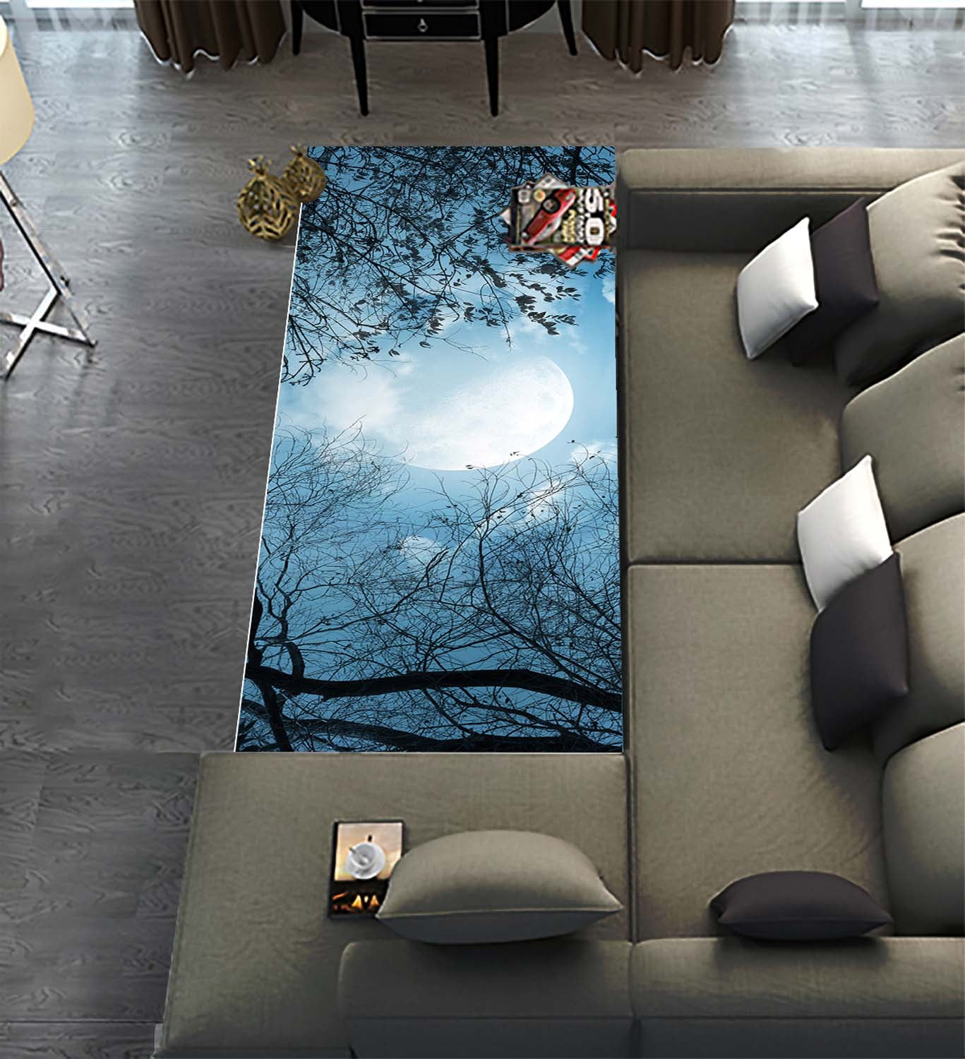 PKQWTM moonlight Runner Rug 4 x 12ft Long Area Rug Carpet for Hallway ...