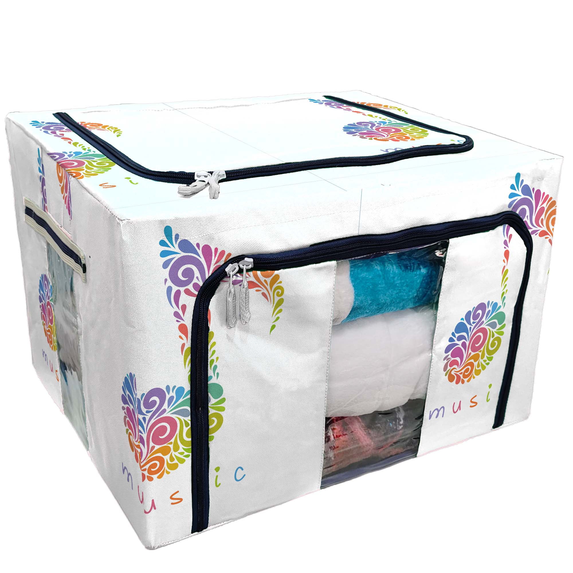 PKQWTM musical note floral shapes Music logo Storage Bag Clear Window ...