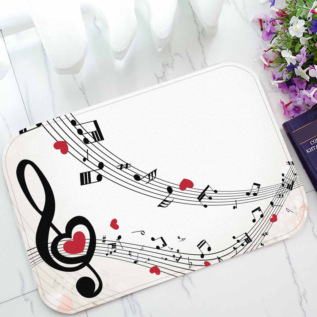 PKQWTM musical treble clef in the shape of heart Home Decor Floor Mat ...