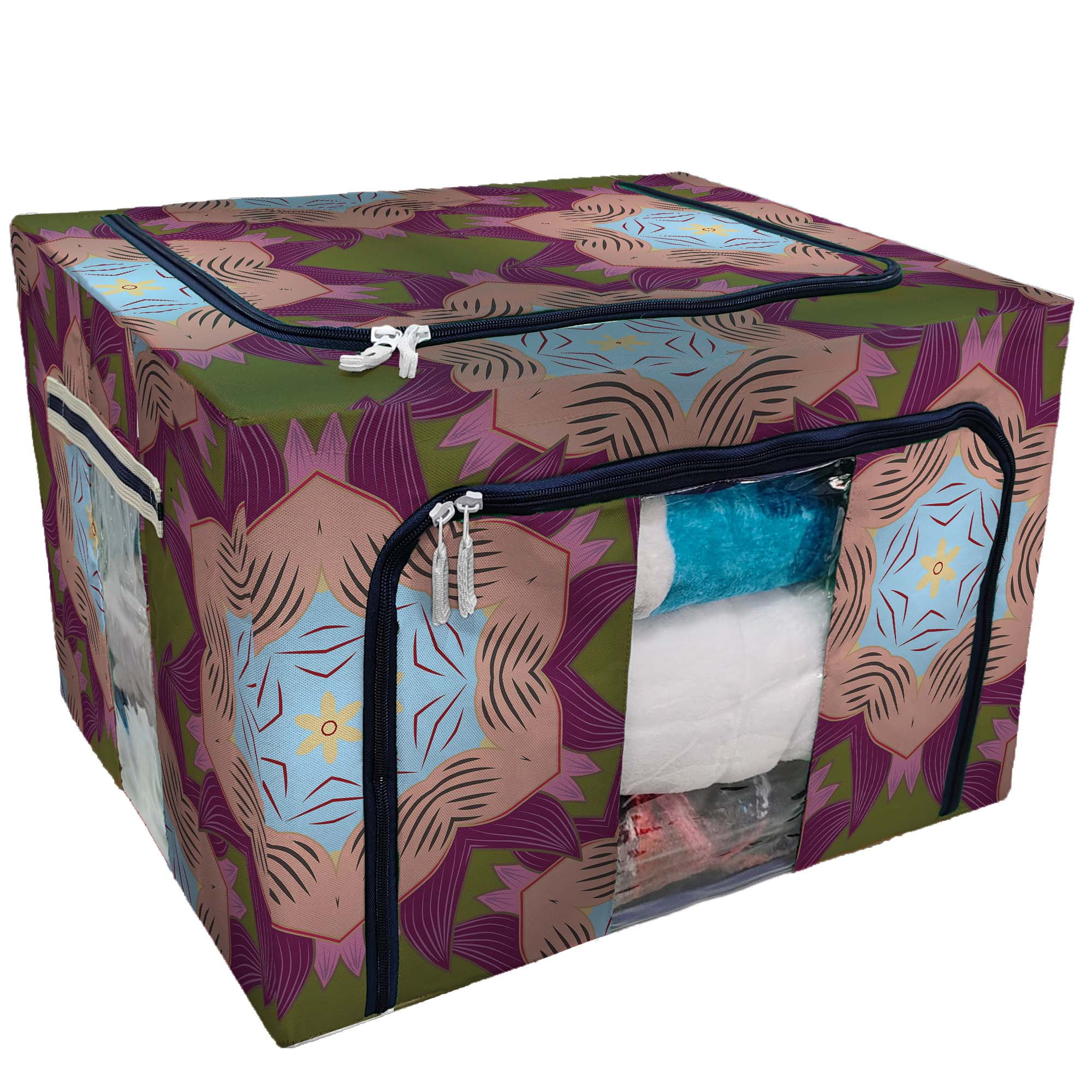 PKQWTM pink purple green colors emblem monogram frame Storage Bag Clear ...