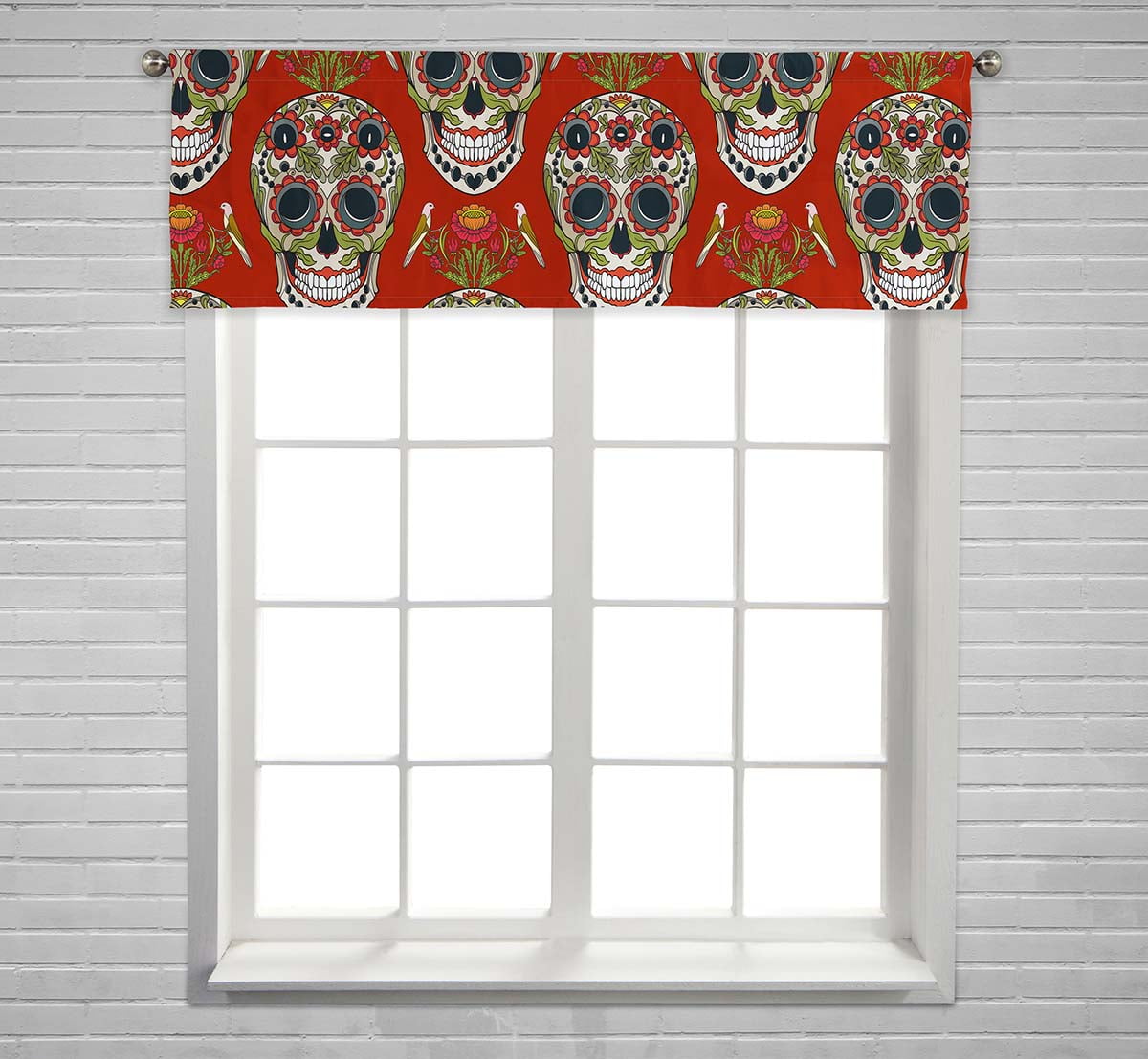 PKQWTM sugar skull floral patter Window Curtain Valance Rod Pocket ...