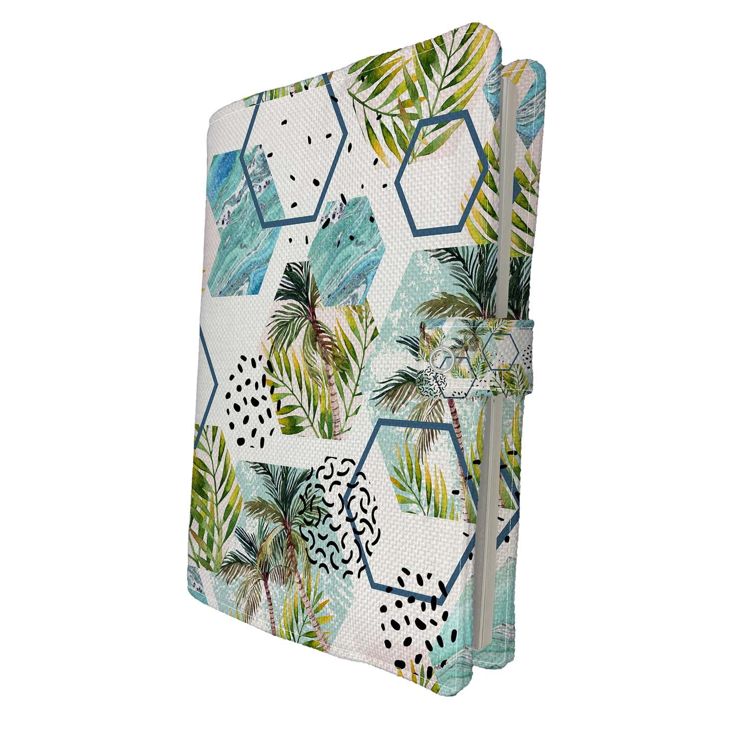 PKQWTM tropical leaves and palm trees in geometric shapes Book Cover ...