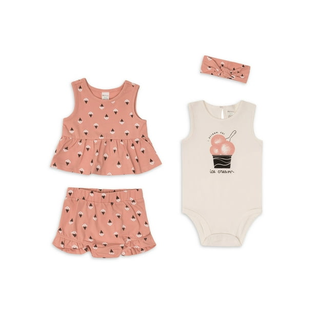PL Baby by Petit Lem Baby Girl Peplum Top, Shorts, Bodysuit & Headband ...