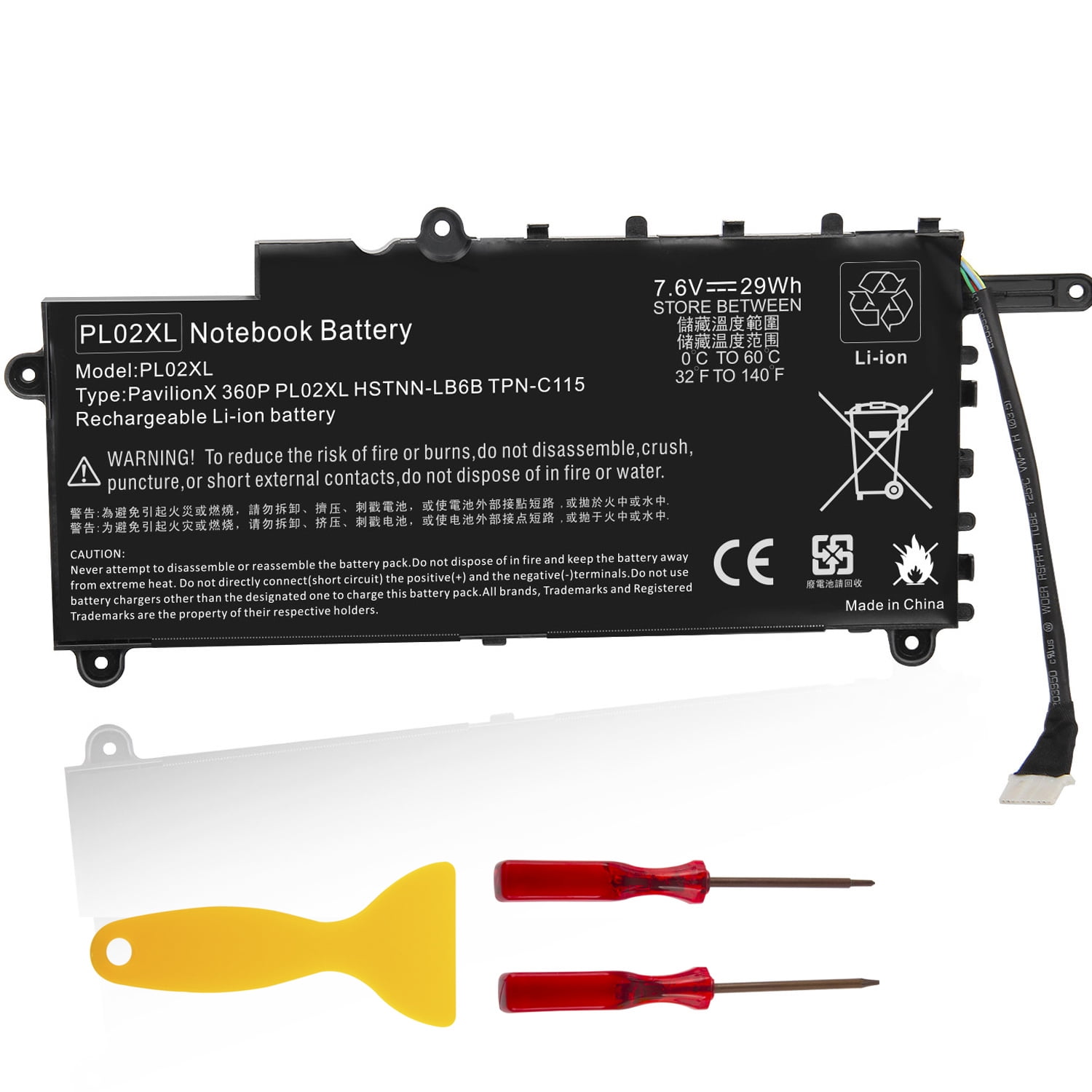 PL02XL Battery for HP Pavilion 11-n X360 Series Spare No# 751681-421 ...