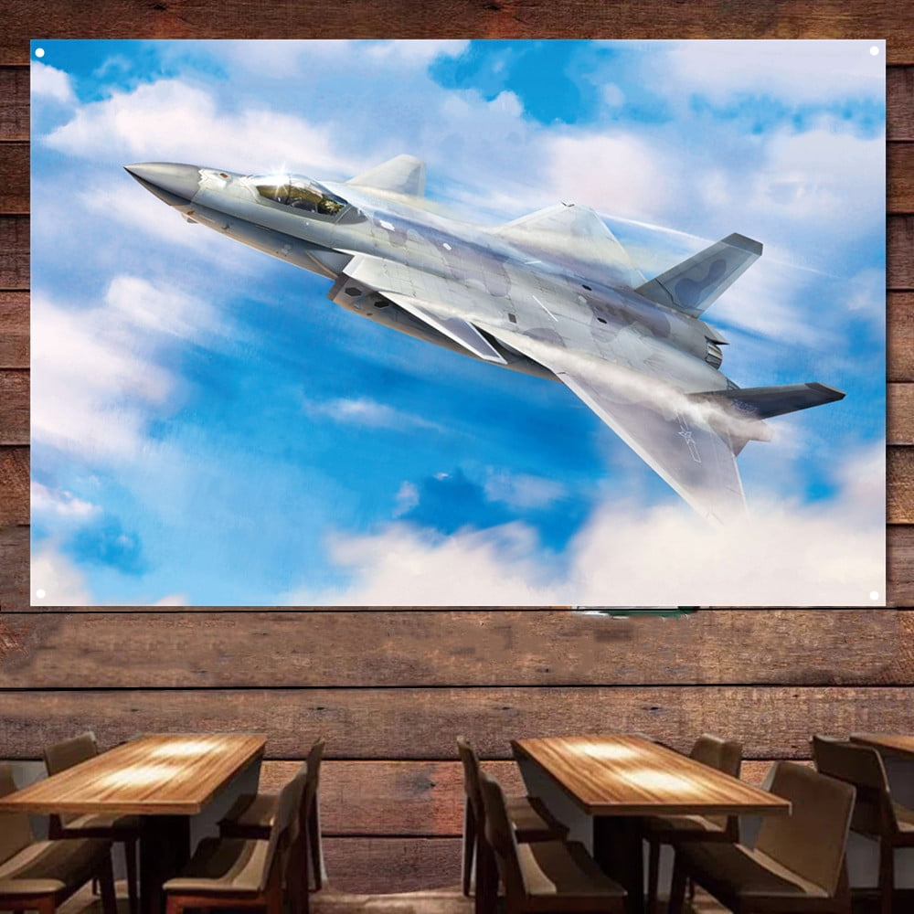 PLA Air Force J-20 Mighty Dragon Fighter Jet Banner Wall Art - Aviation ...