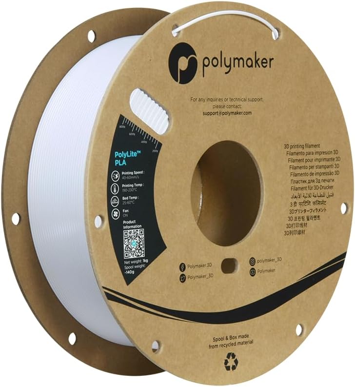 PLA Filament, Cold White 3D Printing PLA Filament 1.75mm 1kg - PolyLite ...