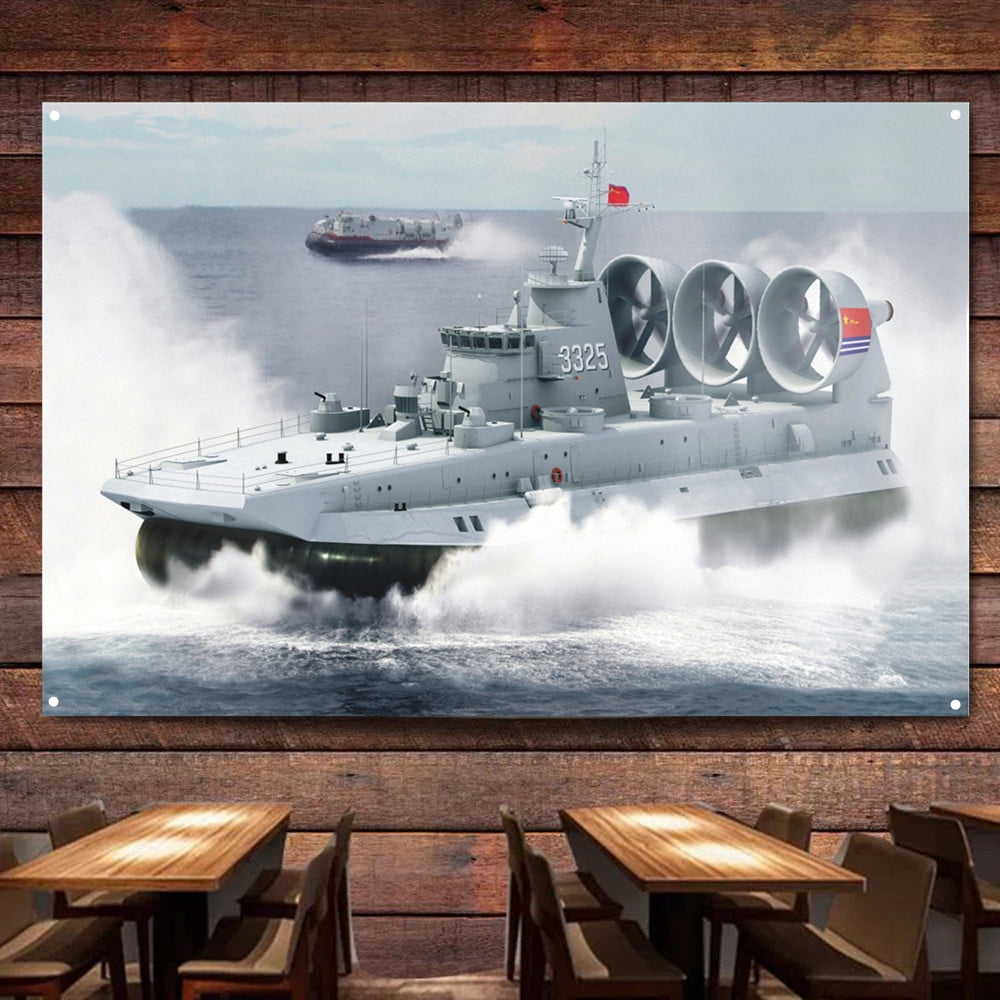 PLA NAVY LCAC ZUBR Battleship Wall Art Banners Hanging Flags Wall Chart ...