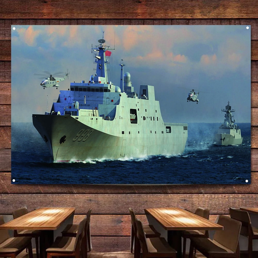 PLA Navy Type 071 Amphibious Transport Dock Battleship Wall Art Banners ...