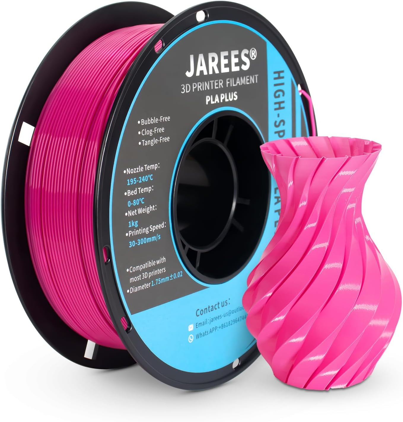 PLA Plus Filament 1.75mm, Higher Toughness Magenta Pink Rose 3D Printer ...