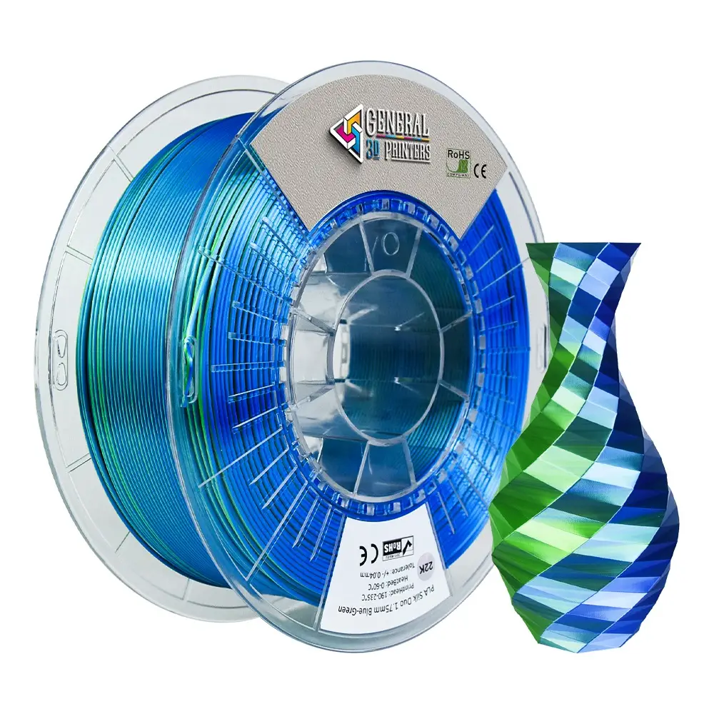 1.75mm PLA Silk Dual Color Filament for 3D Printers,1kg (Blue-Green ...