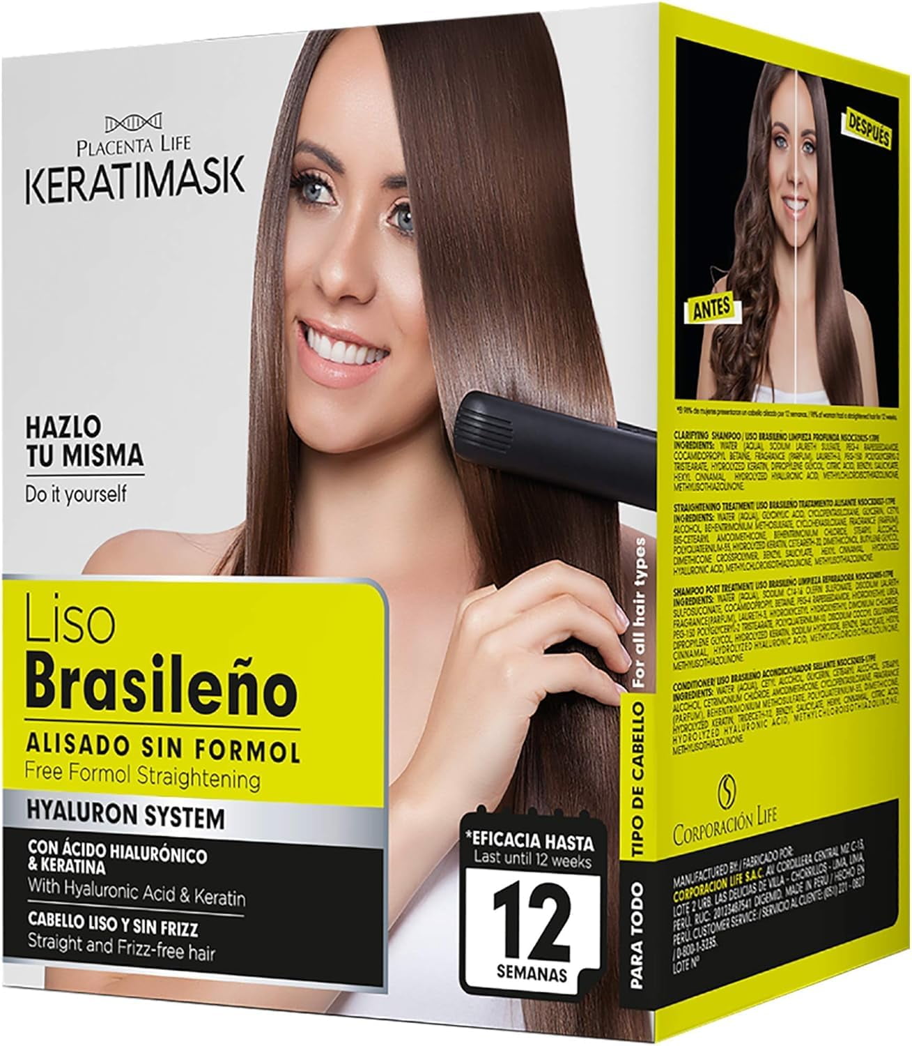 PLACENTA LIFE KERATIMASK Brazilian JKF25 Straightening Kit with Keratin ...