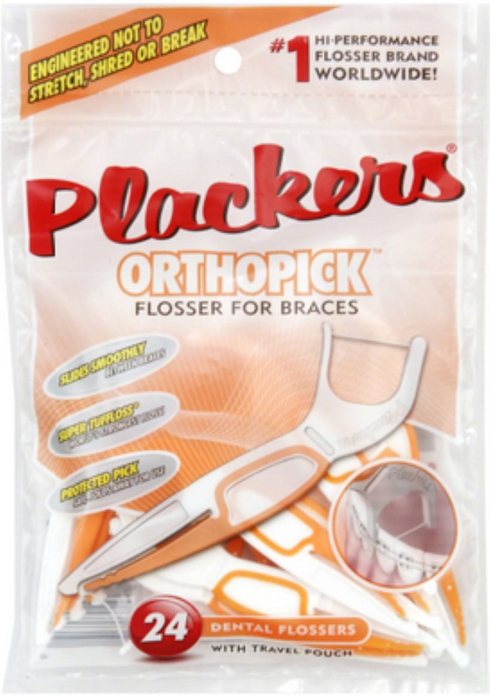 PLACKERS Orthopick Flosser For Braces, 24 ea - (Pack of 4) - Walmart.com