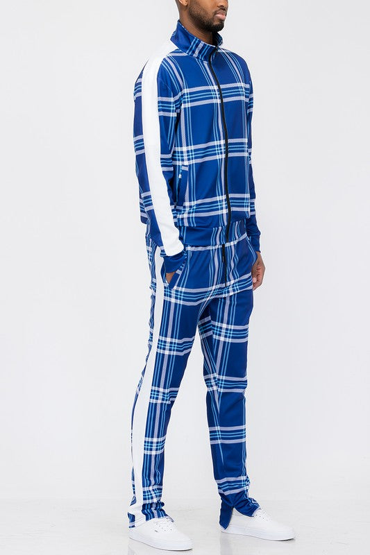 PLAID CHECKERED FULL ZIP TRACK PANTS SET - Walmart.com