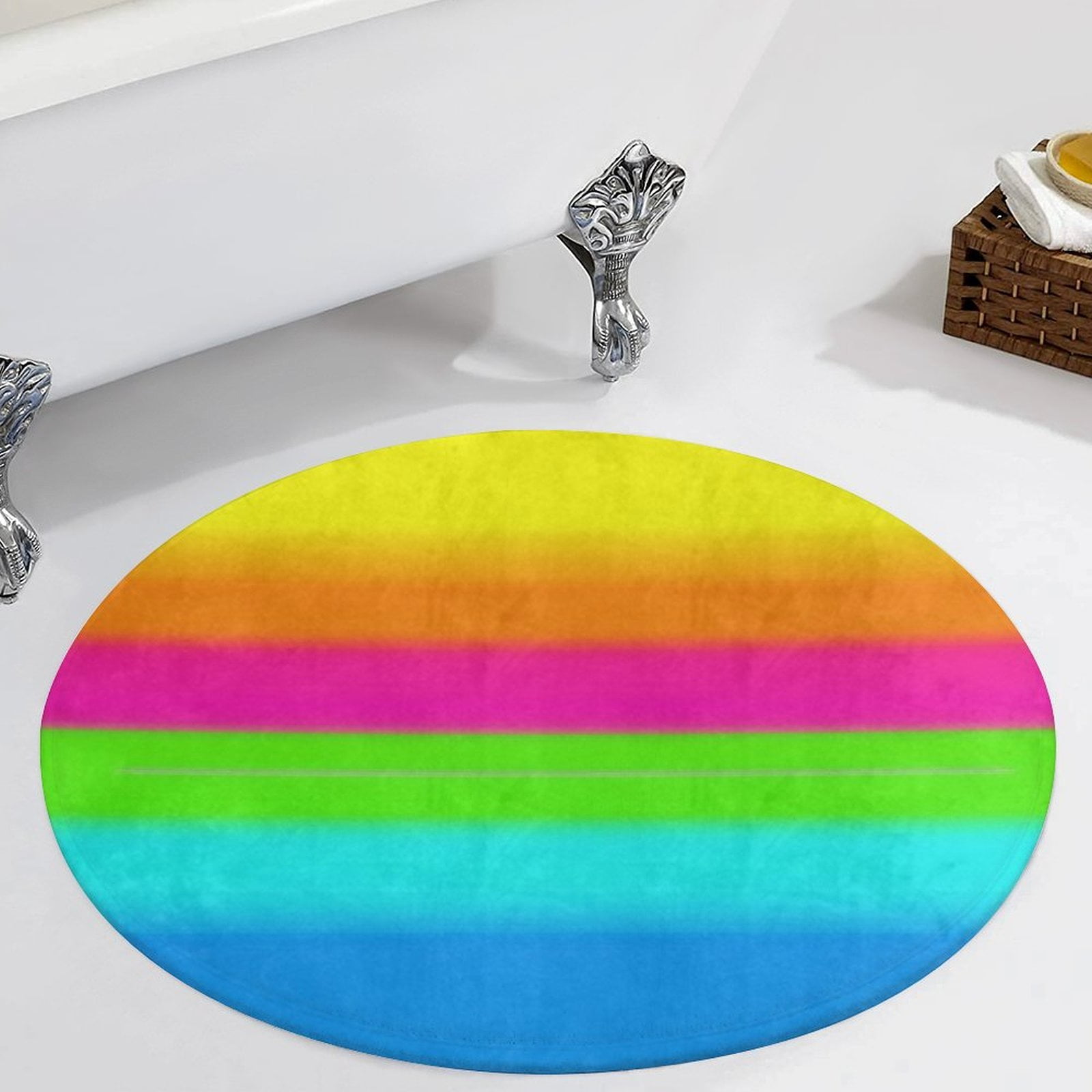 PLAIN SOLID NEON FLUORESCENT RAINBOW STRIPES 5 COLORS-2 Round Area ...