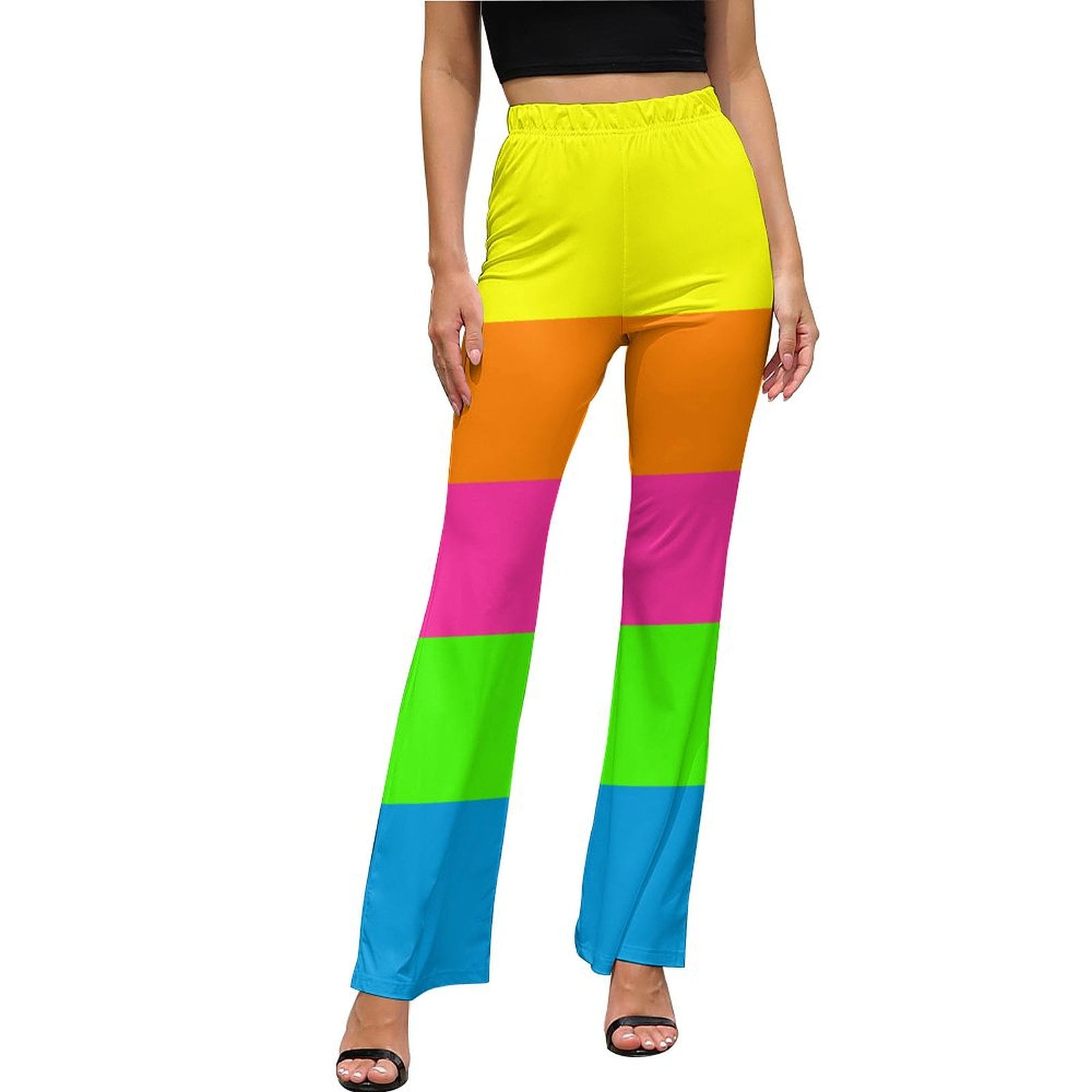 PLAIN SOLID NEON FLUORESCENT RAINBOW STRIPES 5 COLORS High Waisted ...