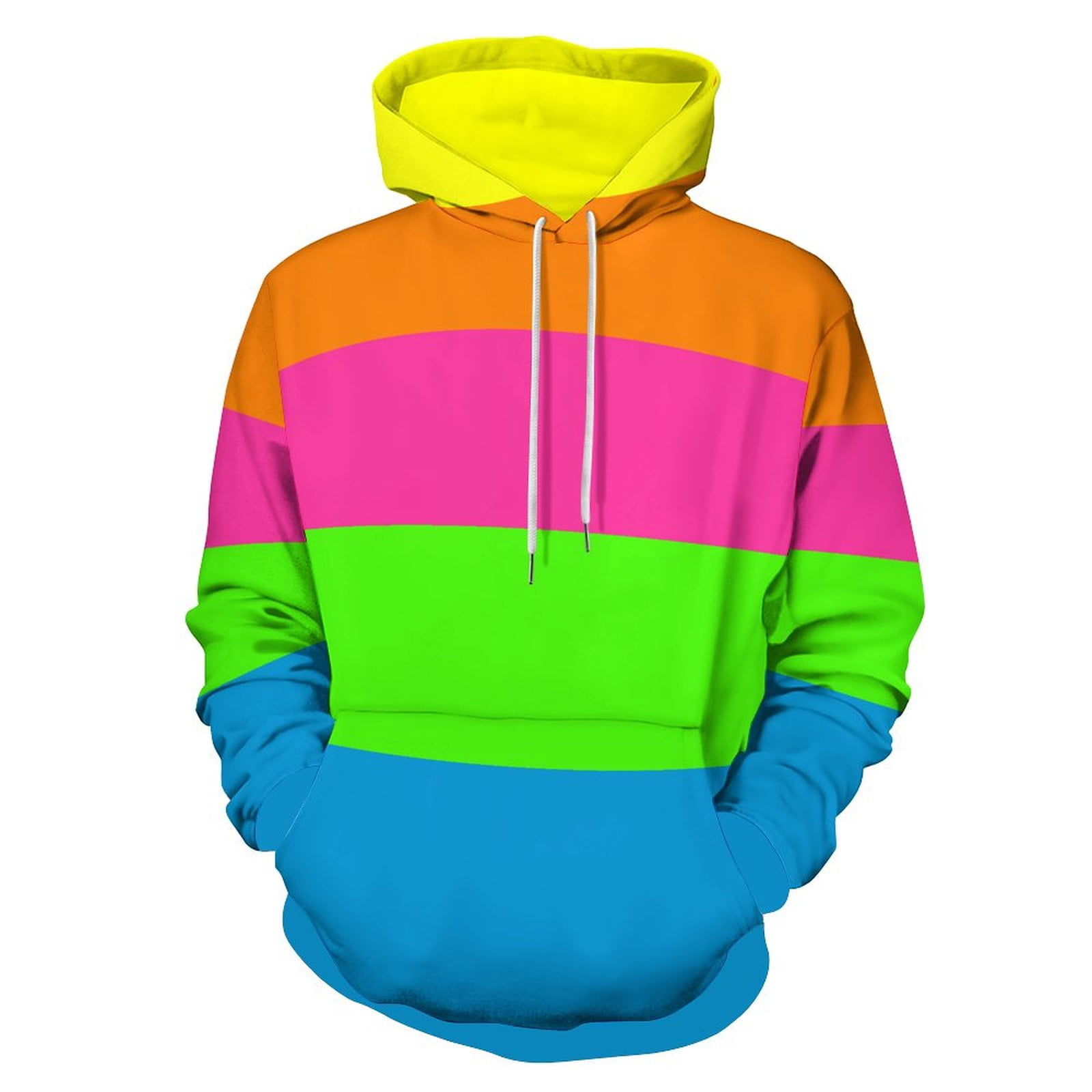 PLAIN SOLID NEON FLUORESCENT RAINBOW STRIPES 5 COLORS Oversized Hoodies ...