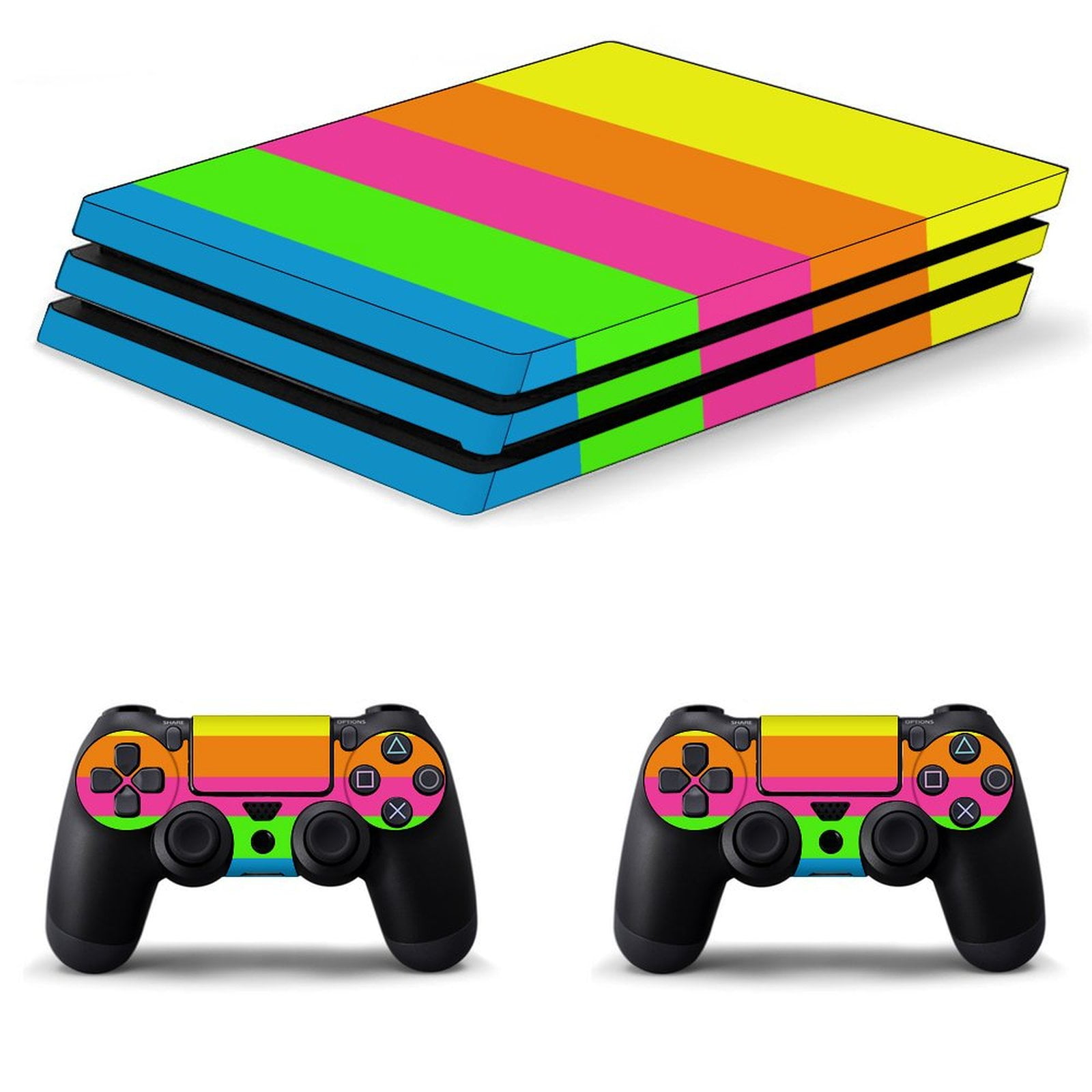 PLAIN SOLID NEON FLUORESCENT RAINBOW STRIPES 5 COLORS PS4/PS4 Pro/PS4 ...