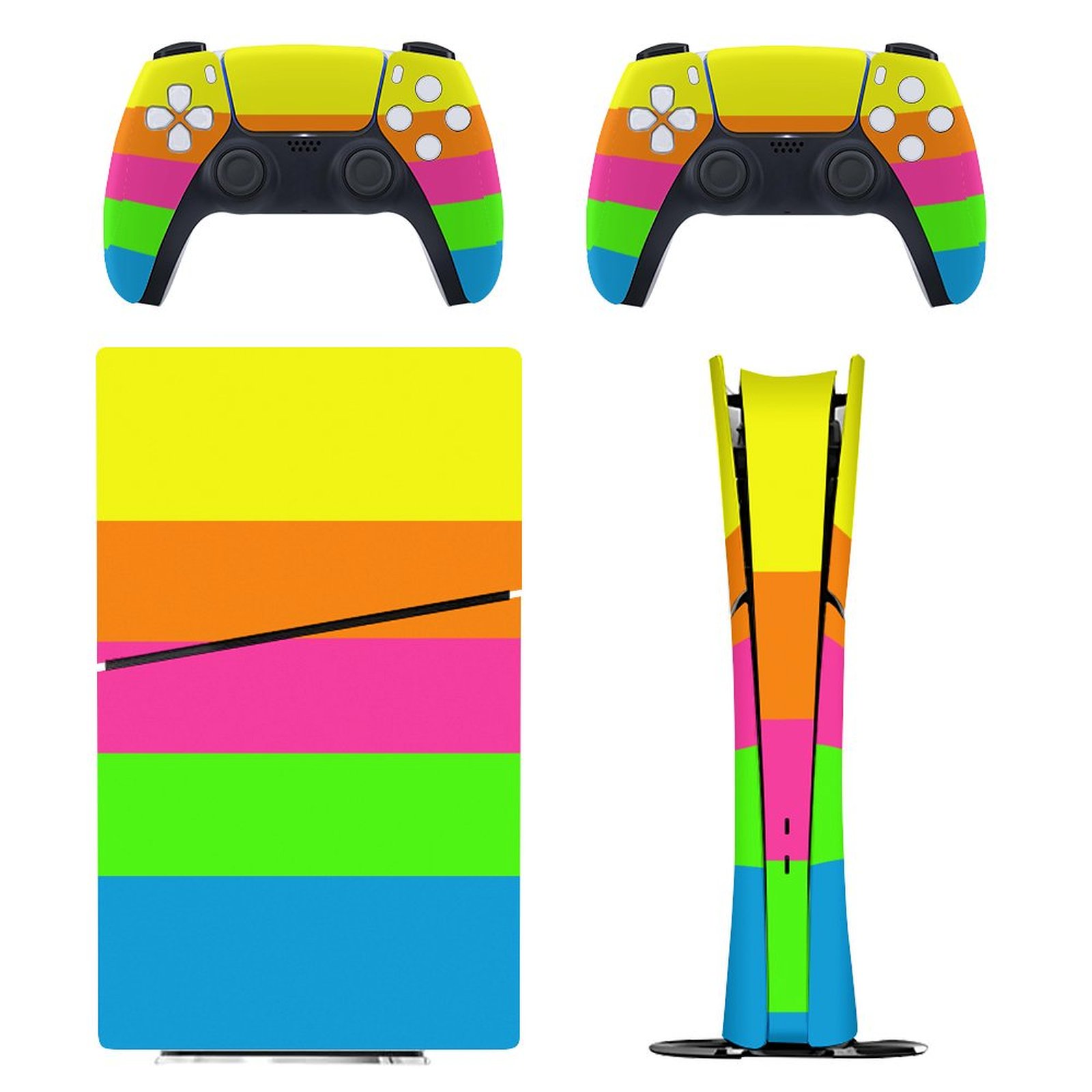 PLAIN SOLID NEON FLUORESCENT RAINBOW STRIPES 5 COLORS PS5/PS5 Pro/PS5 ...