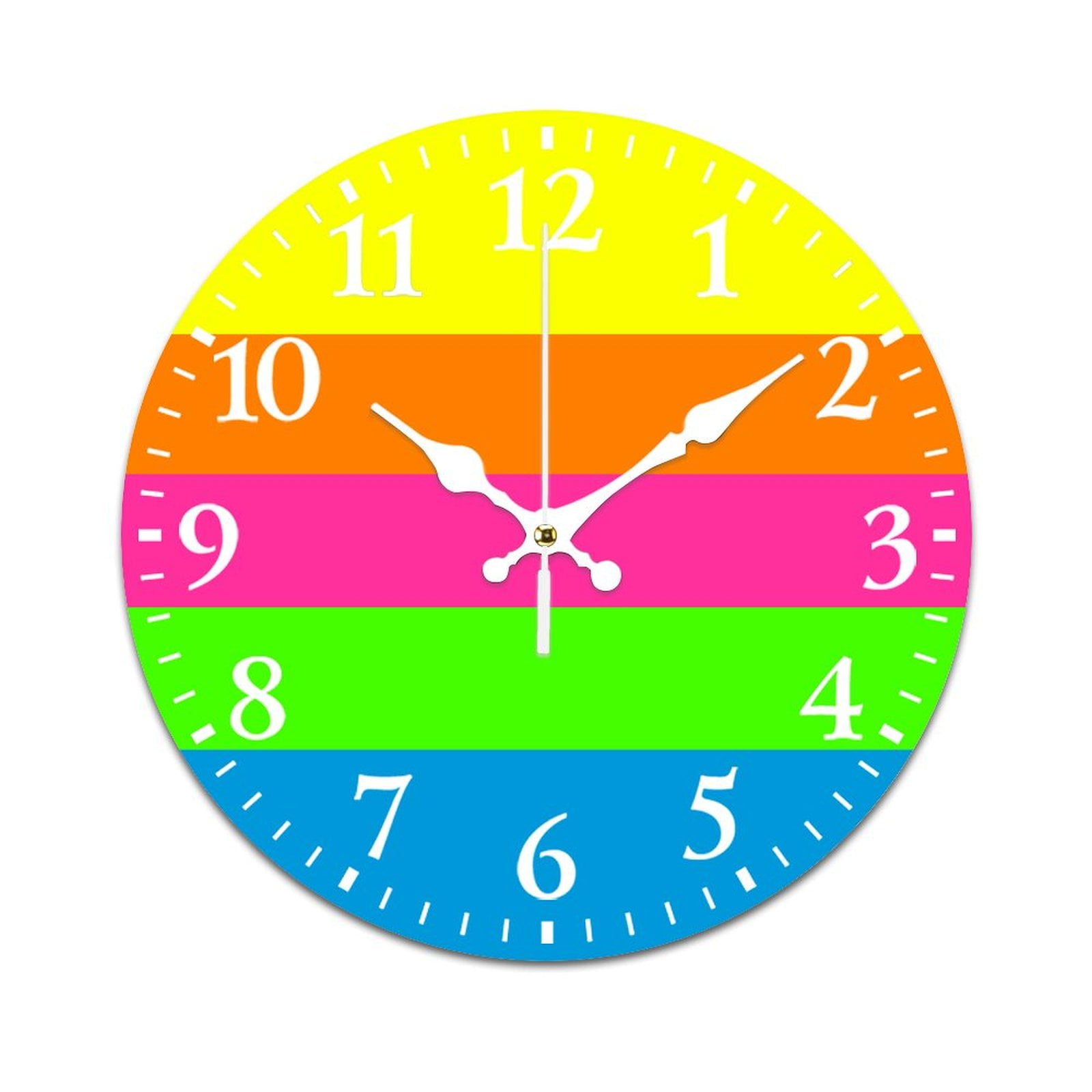 PLAIN SOLID NEON FLUORESCENT RAINBOW STRIPES 5 COLORS Wall Clock Modern ...