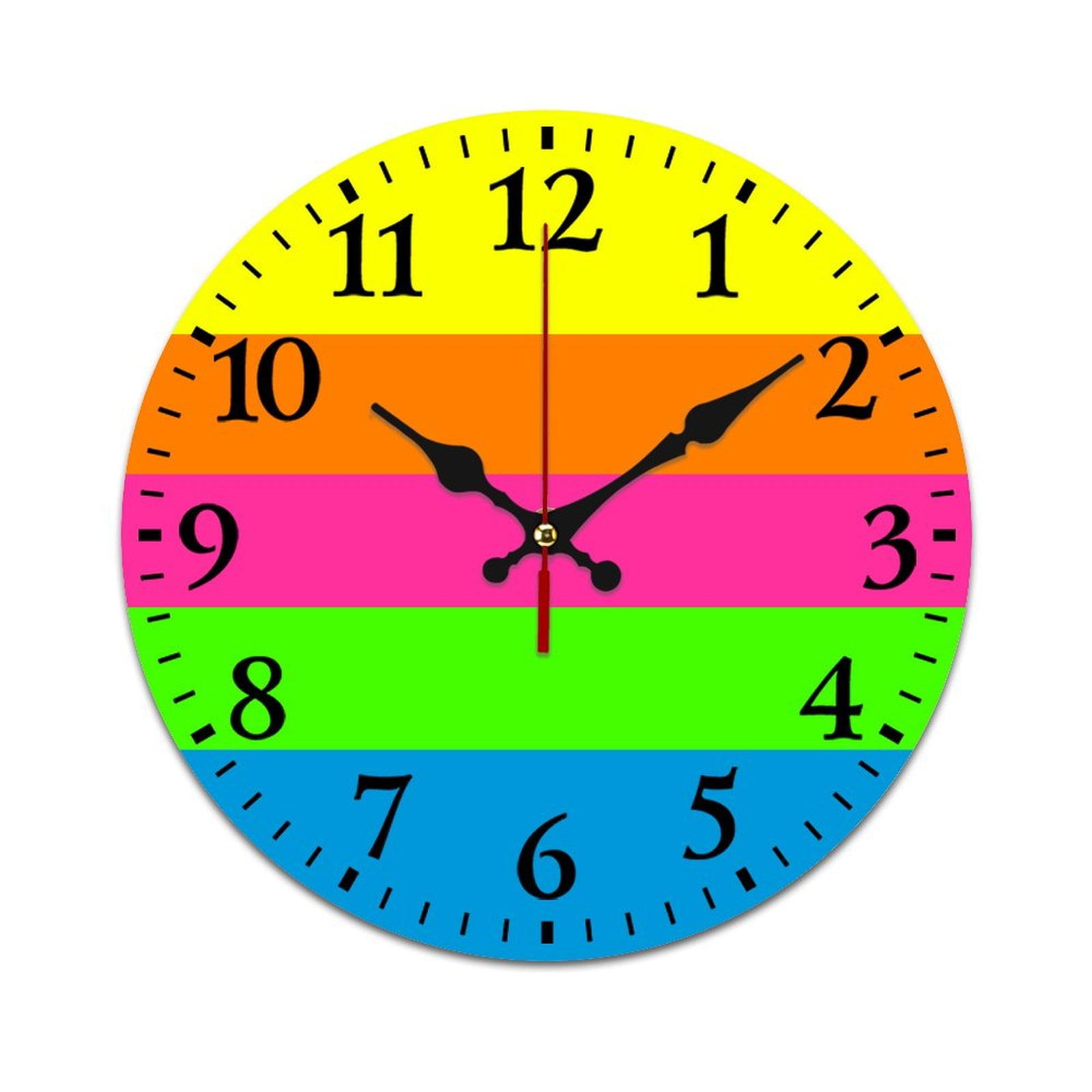 PLAIN SOLID NEON FLUORESCENT RAINBOW STRIPES 5 COLORS Wall Clock Modern ...