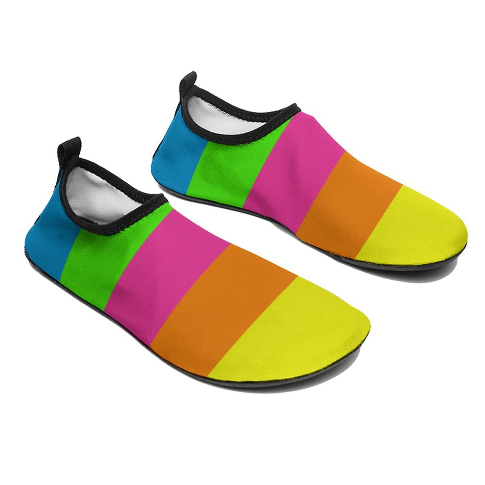 PLAIN SOLID NEON FLUORESCENT RAINBOW STRIPES 5 COLORS Water Shoes Beach ...