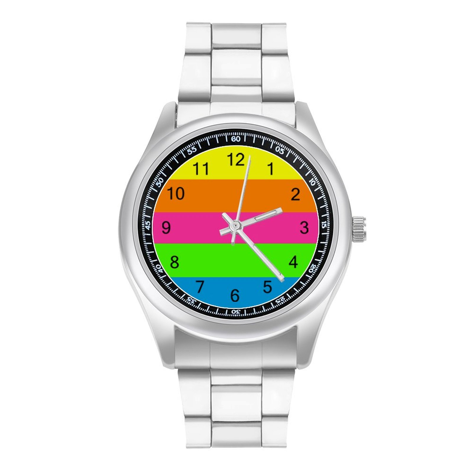 PLAIN SOLID NEON FLUORESCENT RAINBOW STRIPES 5 COLORS Wrist Watches for ...