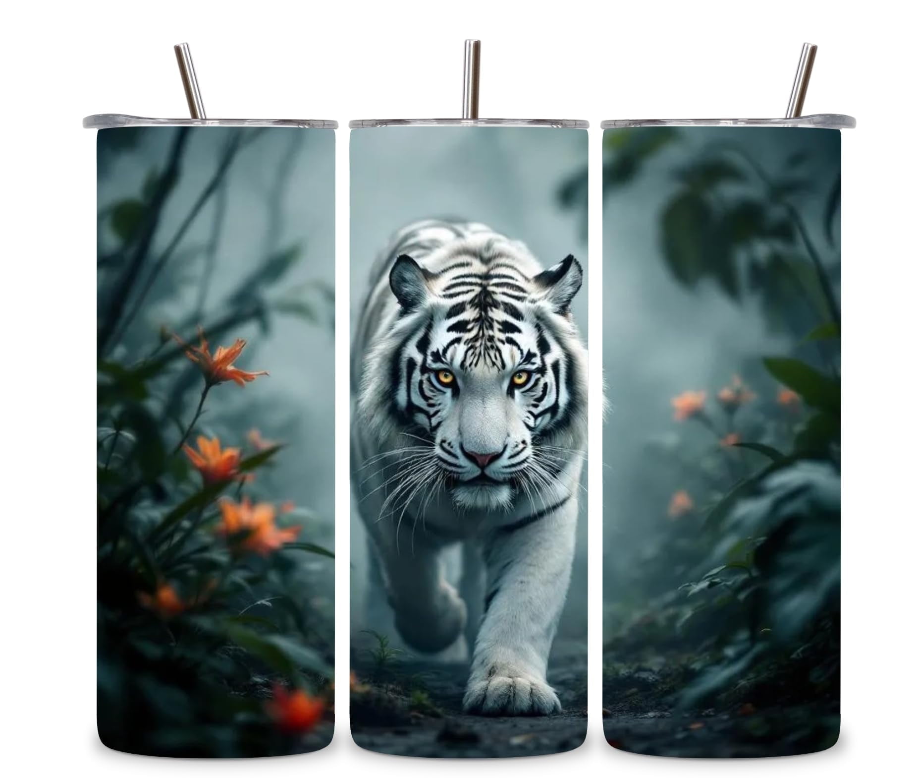 Alpha Printing 20oz Tumbler – White Tiger Walking Through Jungle ...