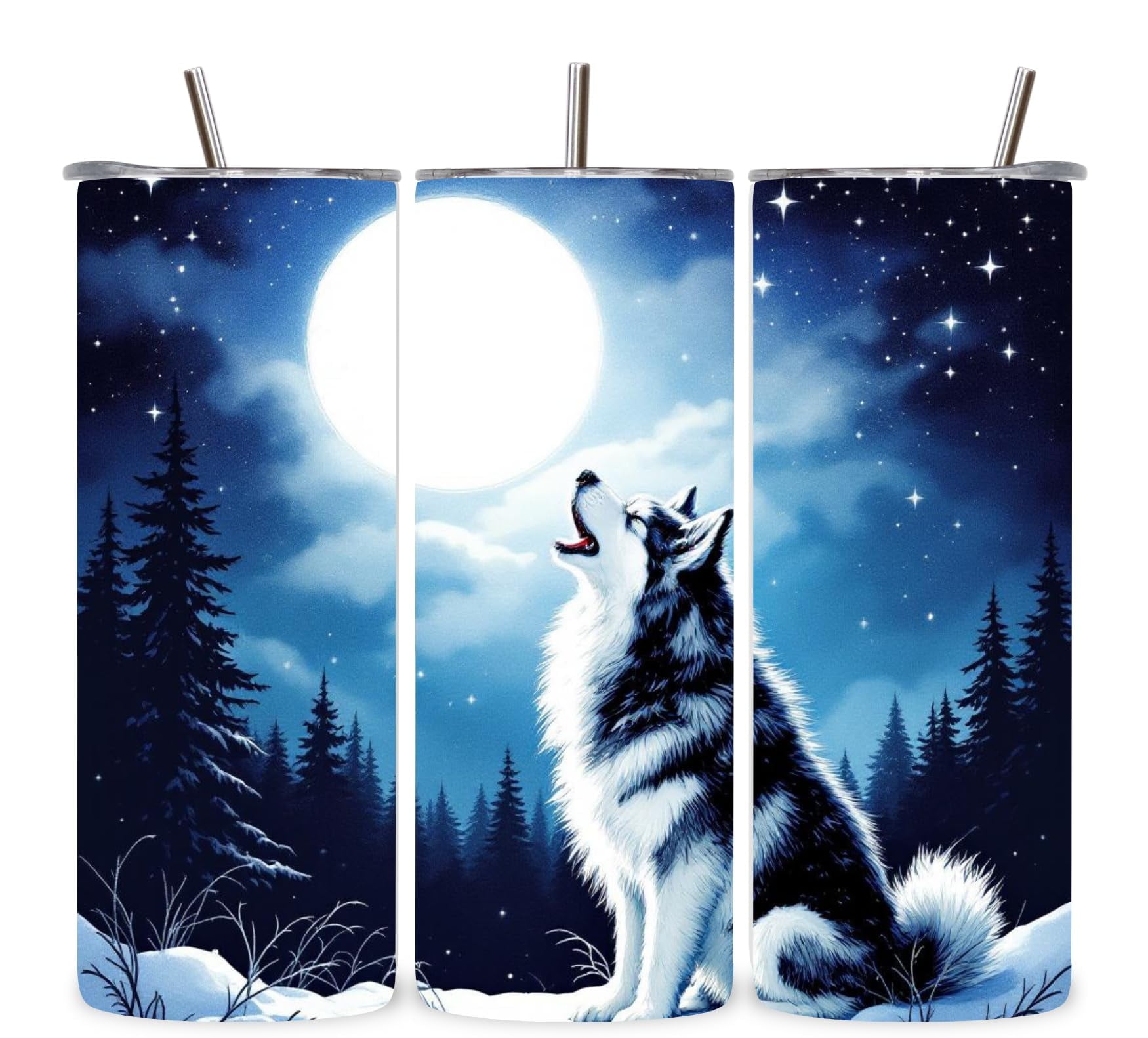 Alpha Printing 20oz Tumbler – Wolf Howling at Moon Night Edition ...