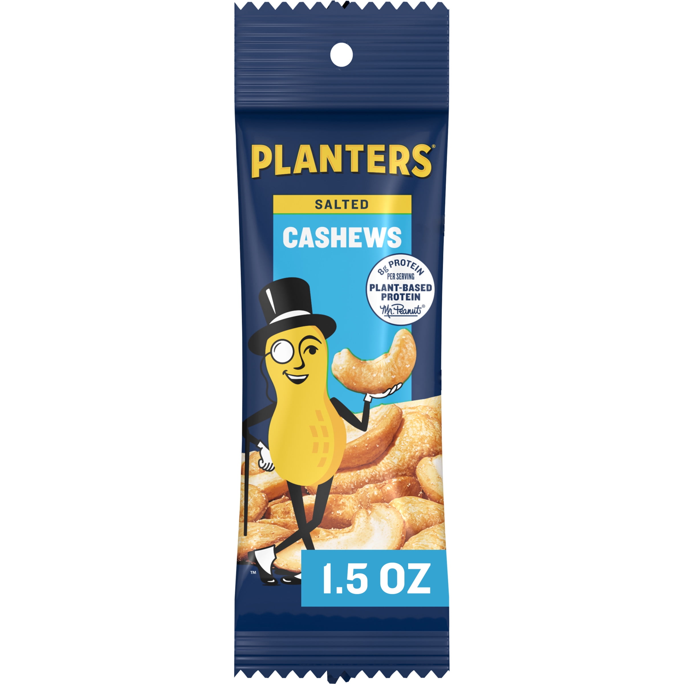 PLANTERS Cashews Salted Tube, Plant-based Protein Snack, 1.5 oz Bag ...