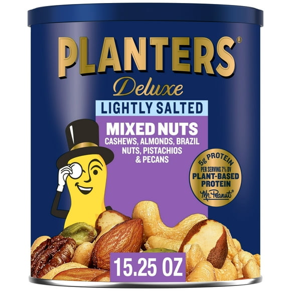 PLANTERS Deluxe Lightly Salted Mixed Nuts, Party Snacks, Plant-Based ...