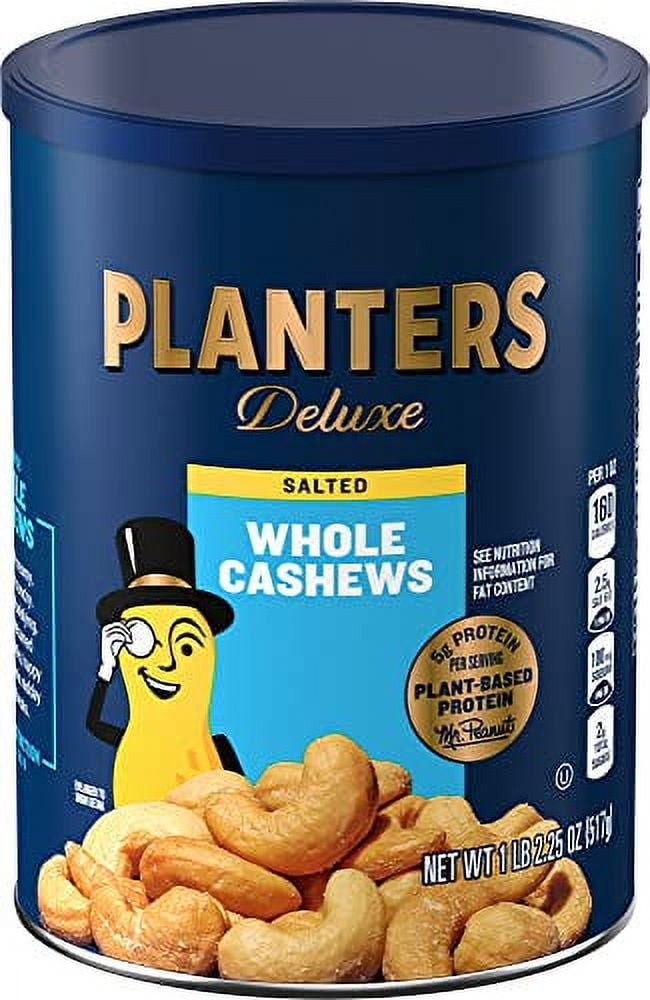 PLANTERS Deluxe Whole Cashews, 1Lb 2.25 oz. Resealable Jar - Wholesome ...