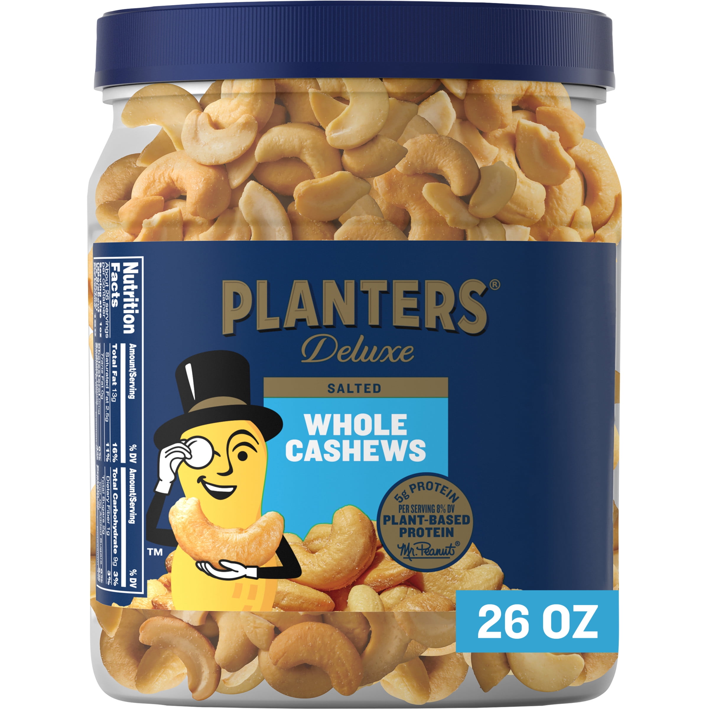 PLANTERS Fancy Whole Cashews with Sea Salt, Plant-Based Protein, 26 oz ...