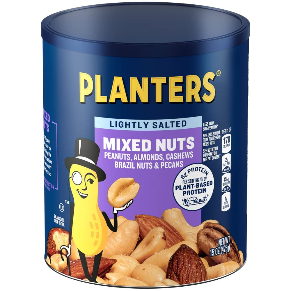 PLANTERS Lightly Salted Mix YYF14 Nuts, Party Snacks, Plant-Based ...