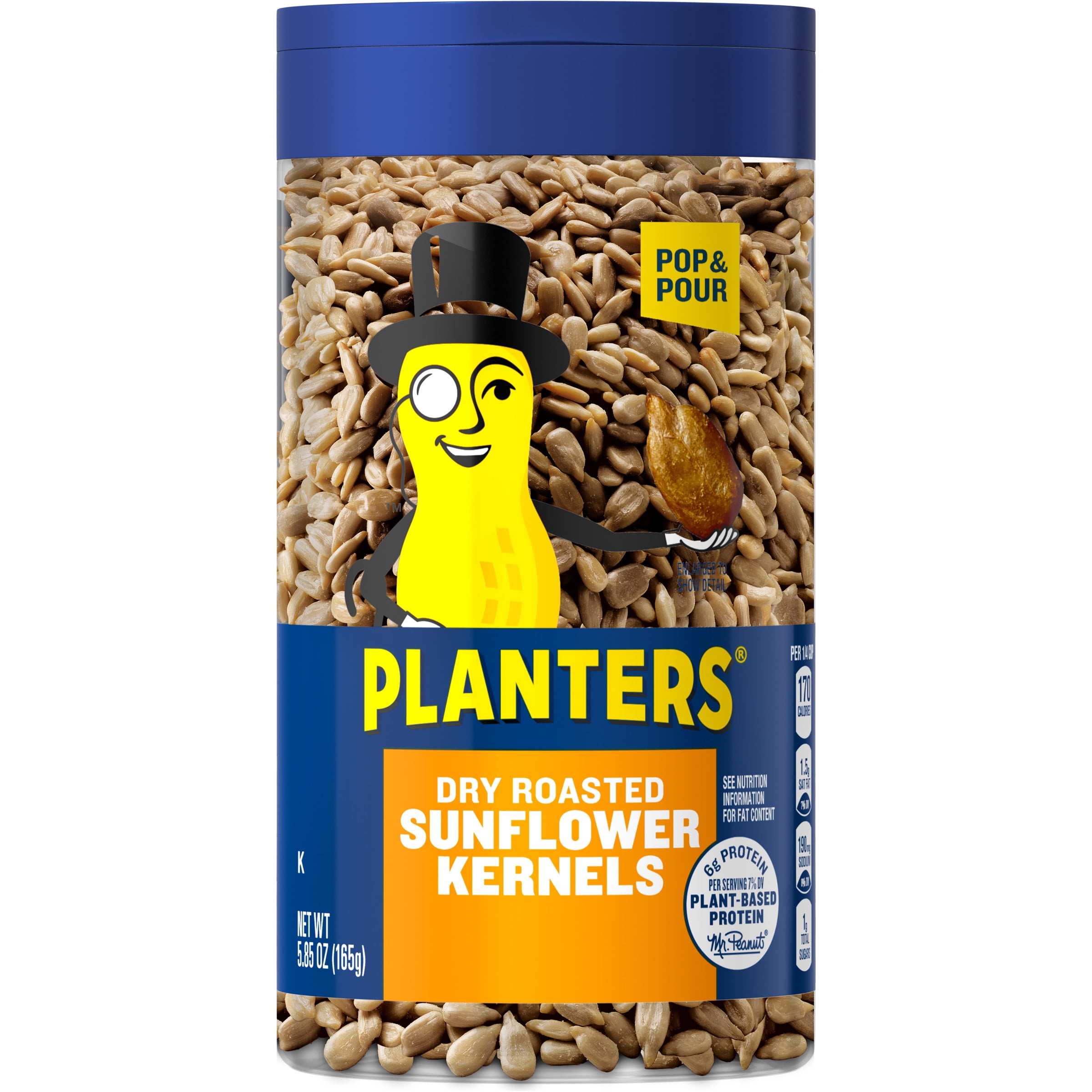 Planters Pop & Pour Dry Roasted Sunflower Kernels, 5.85 oz Jar ...