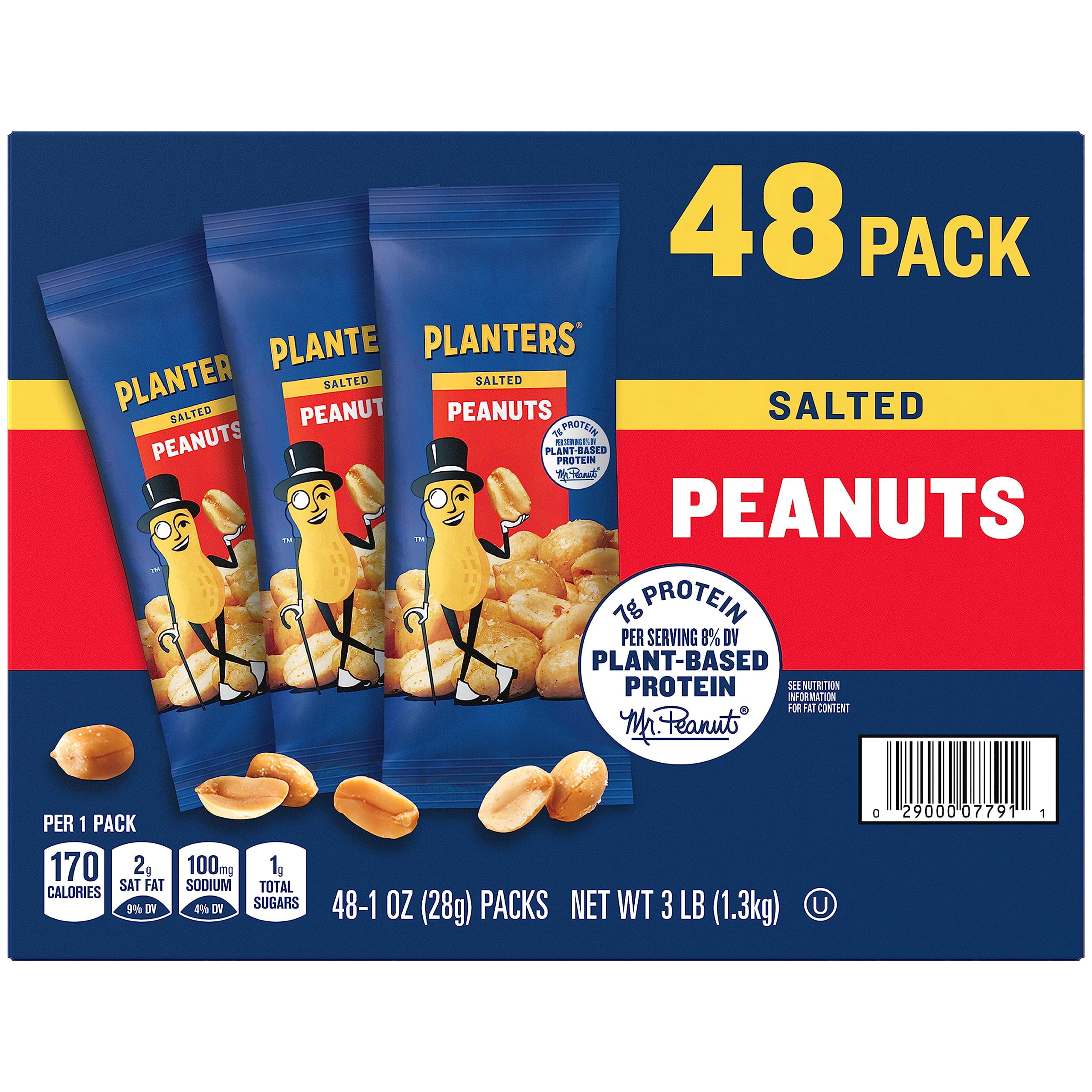 PLANTERS Salted Peanuts, 1 oz. Bags (48 Pack) - Salty Snack with Sea ...