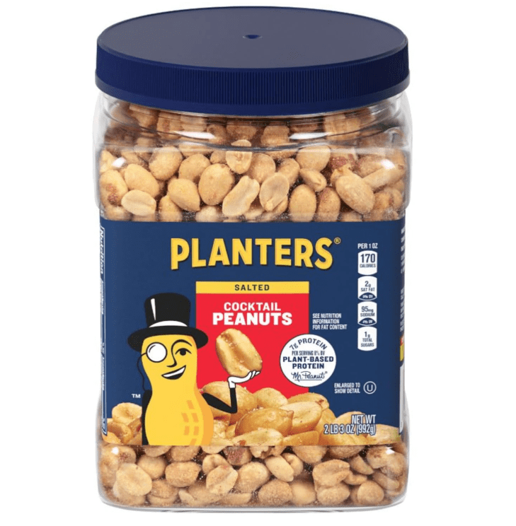 PLANTERS Salted Peanuts Cocktail, Party Snack, Plant-Based Protein ...