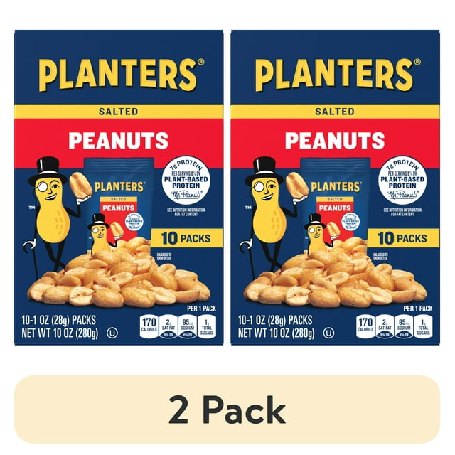 (2 pack) Planters Salted Peanuts, 1 oz, 10 pack - Walmart.com