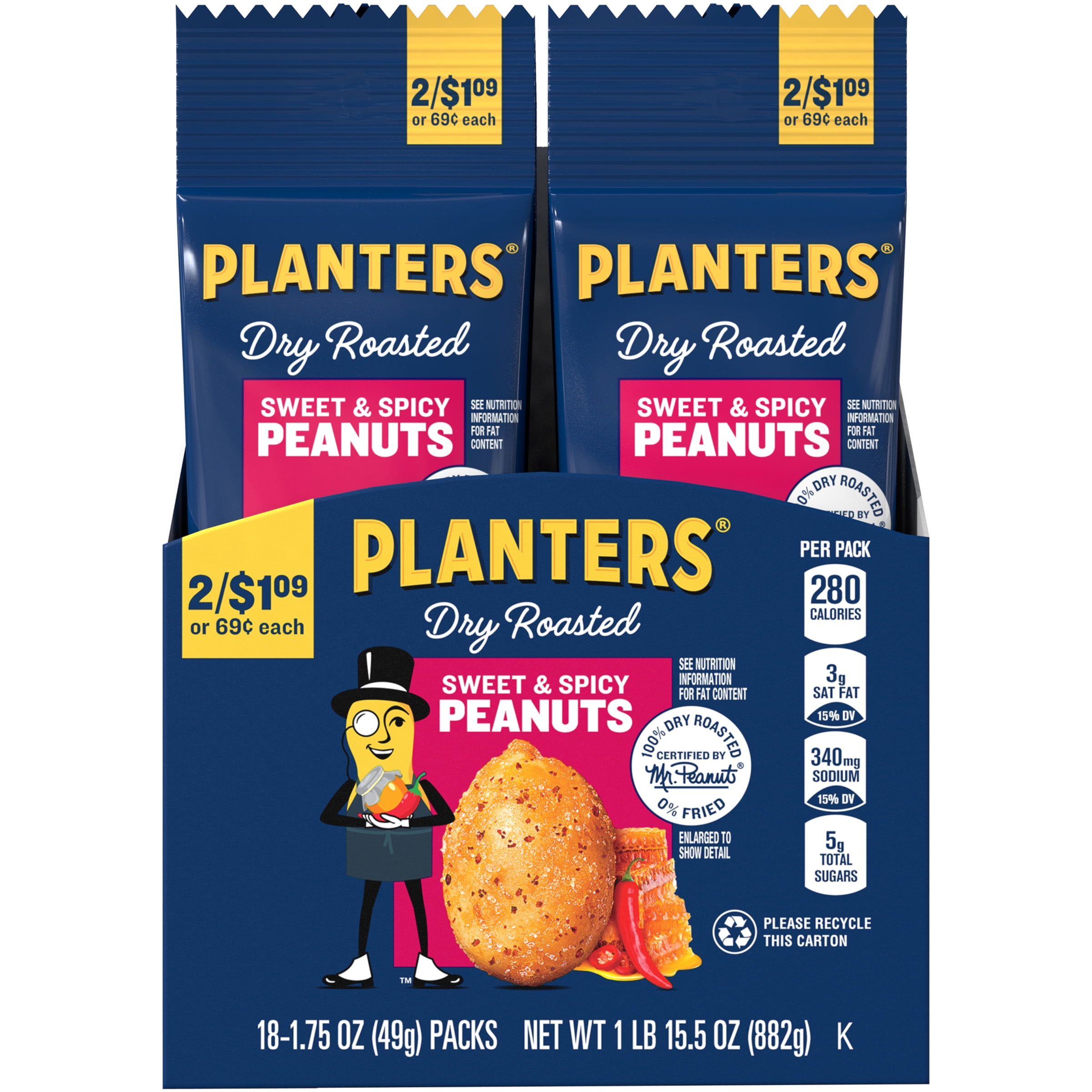 PLANTERS Sweet & Spicy Peanuts, 1.75 oz (Pack of 18) - Walmart.com