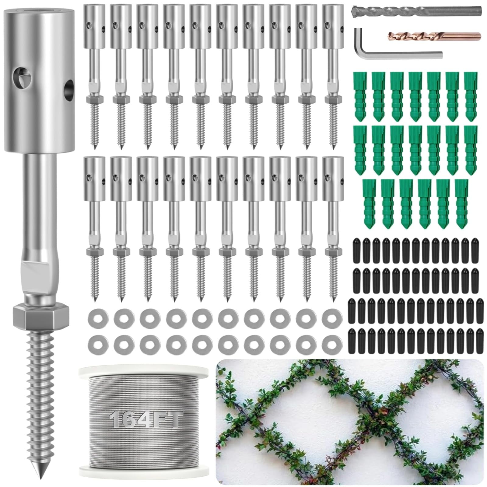 PLANTOP Trellis Wire for Climbing Plants Outdoor, 20 Wall Wire Trellis ...