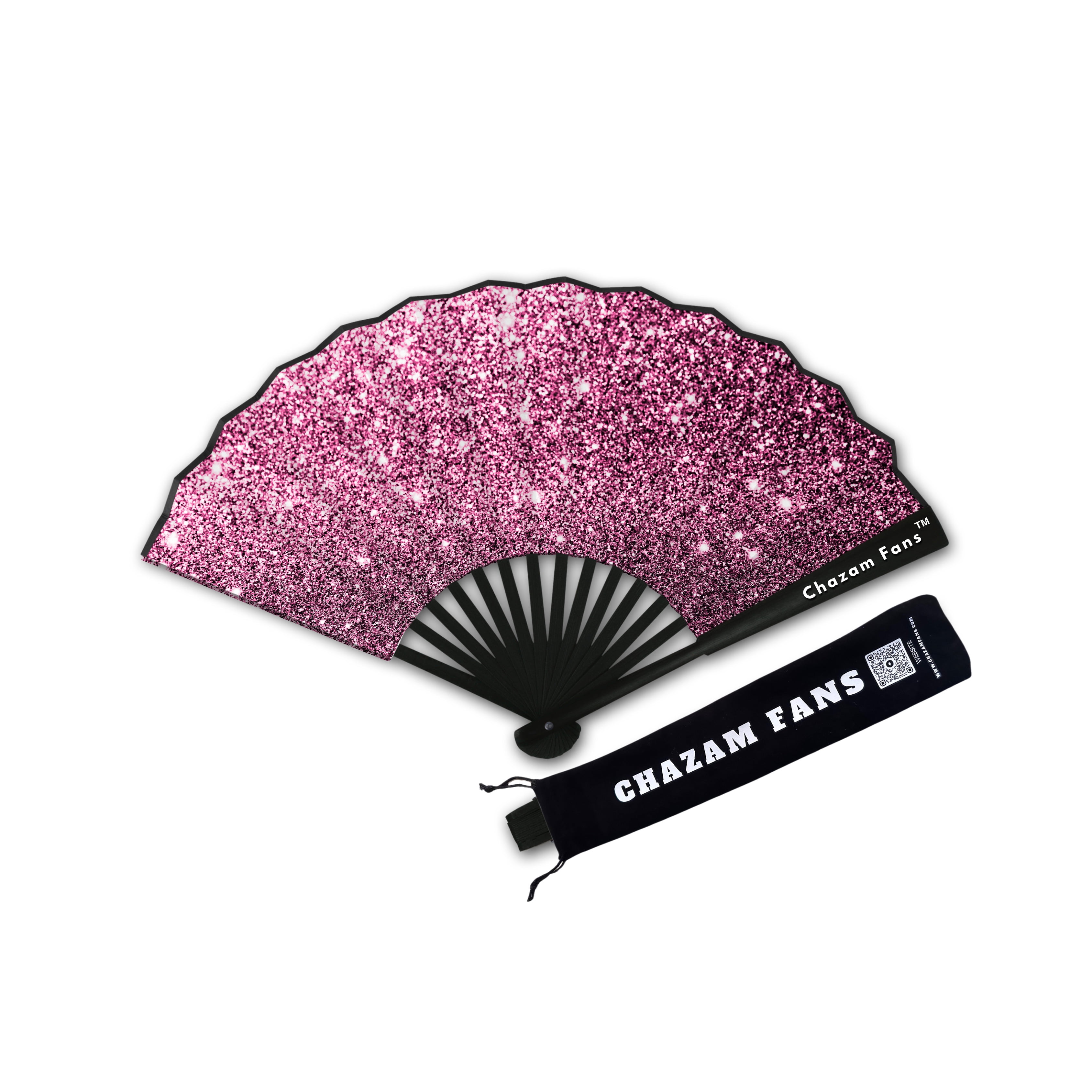 “PLASTIC OFF THE SOFA” Light Pink Sparkled Luxury Fan by Chazam Fans ...